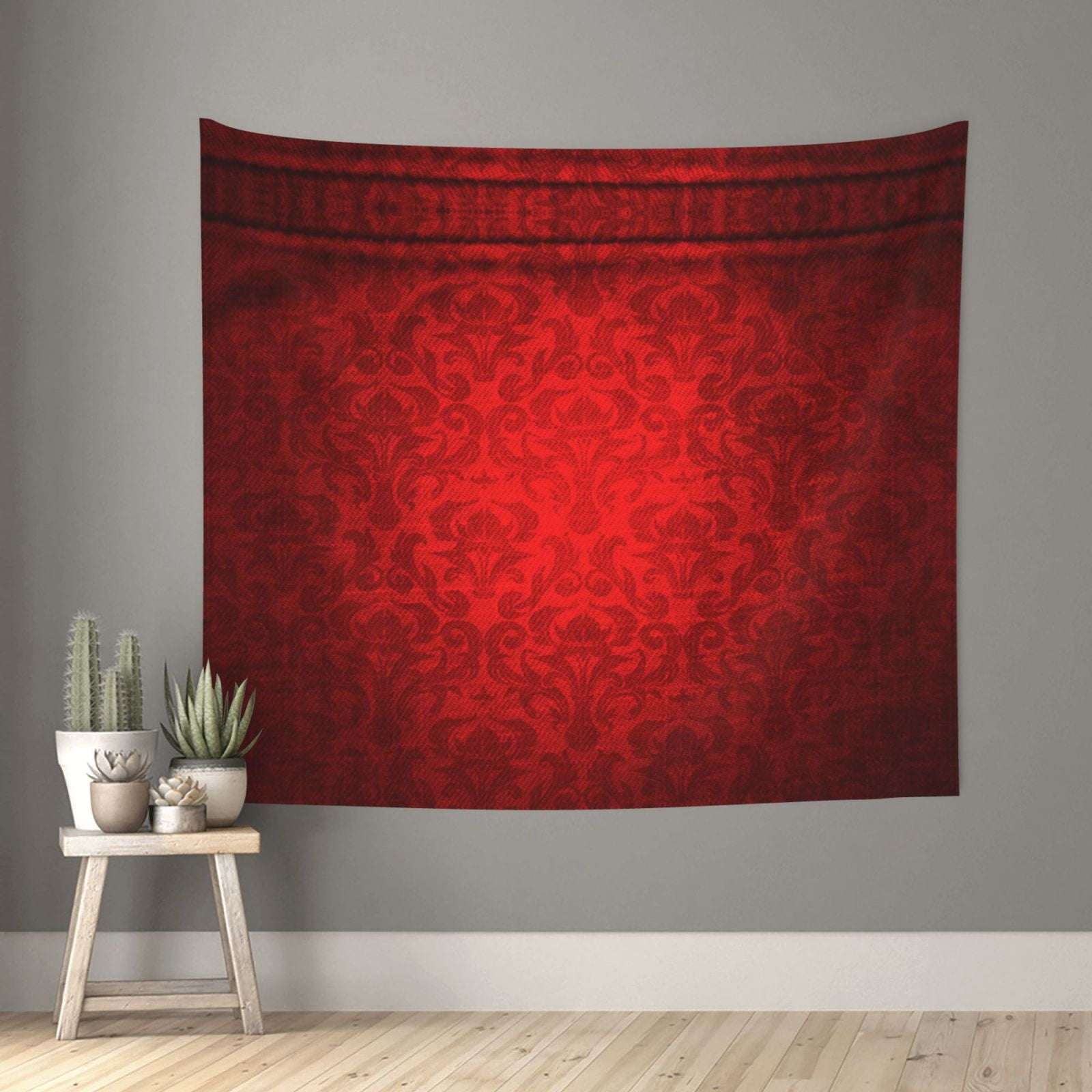 Tapestry Wall Hanging Red Damask Wall Poster Tapestries For Bedroom ...