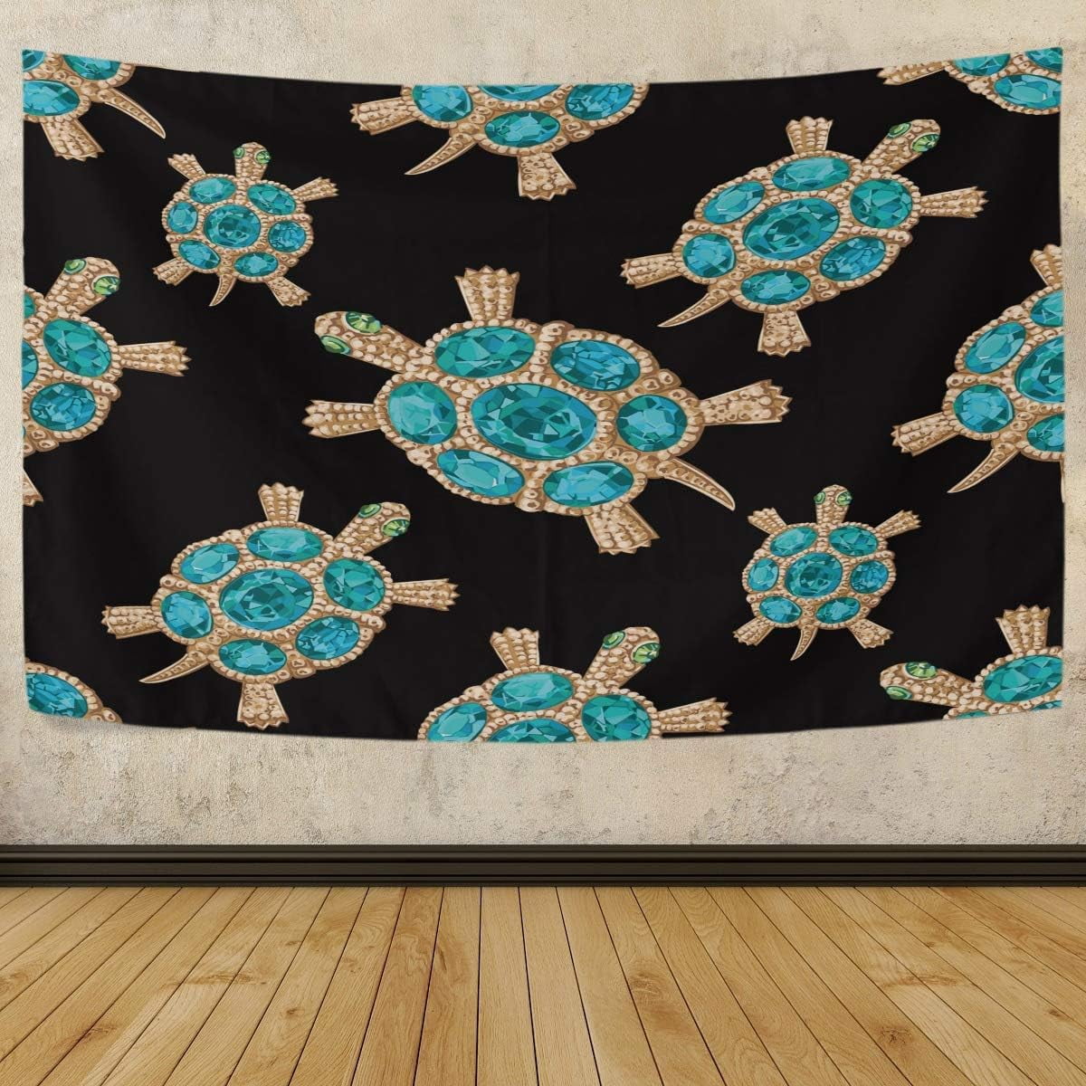 Tapestry Wall Hanging Sea Turtle with Blue Stones Tapestry Polyester ...