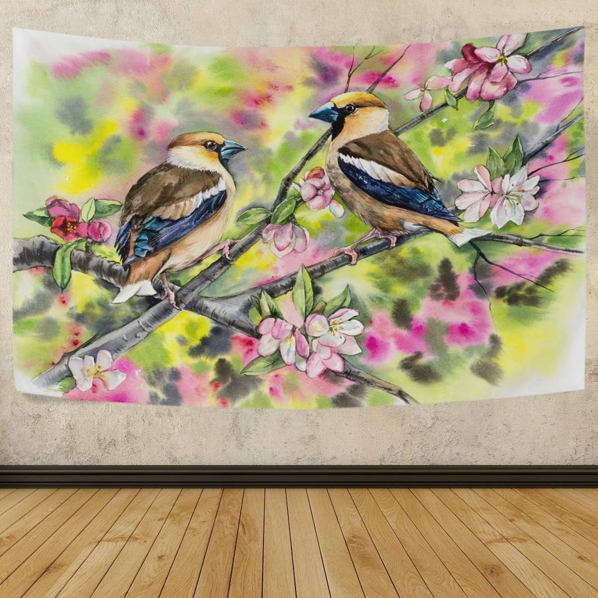 Tapestry Wall Hanging Spring Birds Flowers Tapestry Polyester Tapestry ...