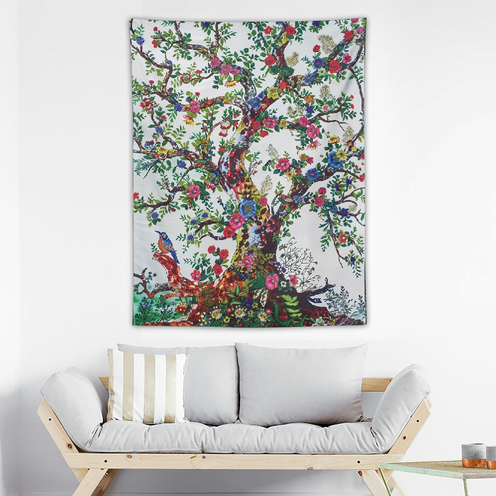 Tapestry White Tree of Life Wall Hanging Tapestries Poster Small Picnic ...
