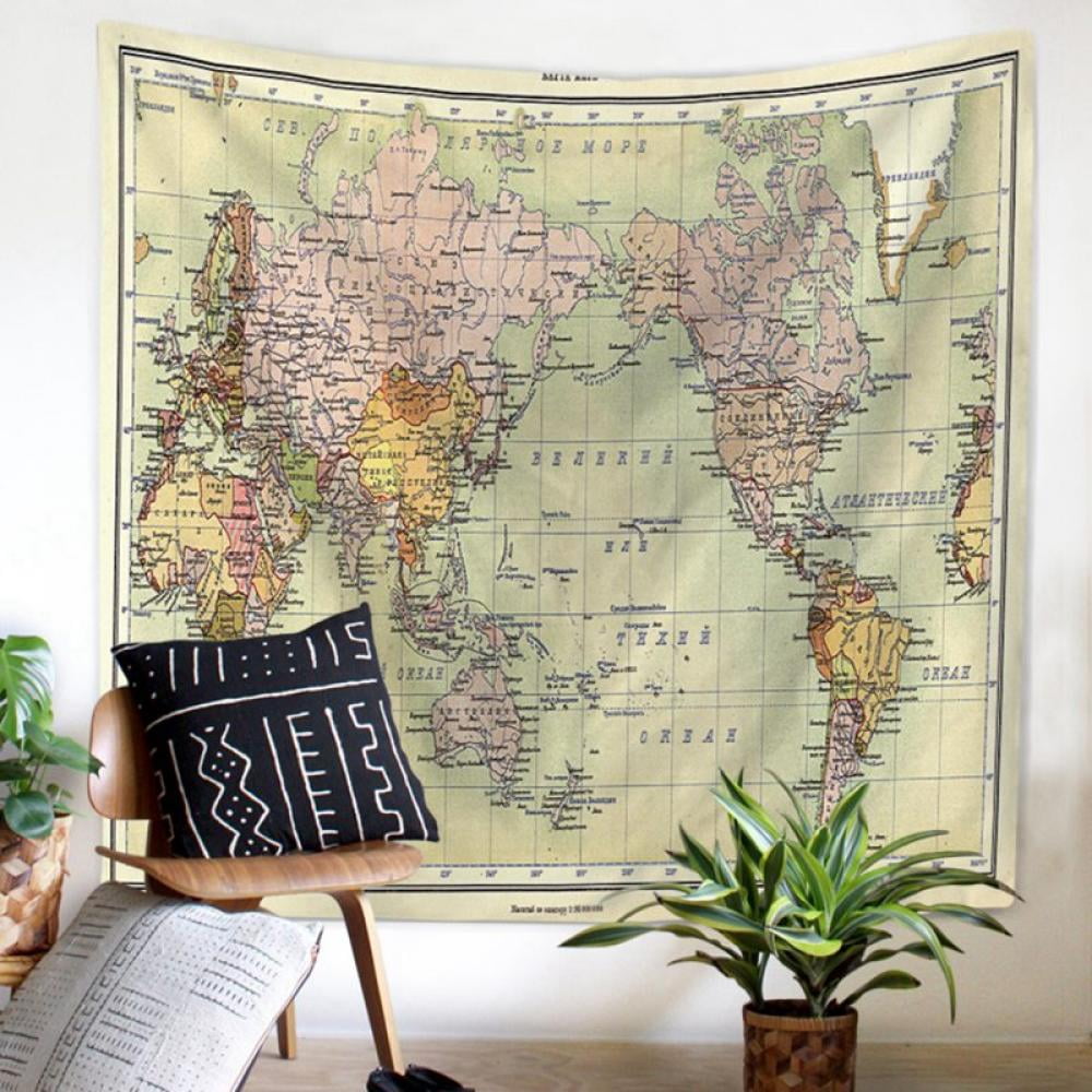 Tapestry World Map,Map Hanging Wall Hanging Decorations Outdoor Wall ...