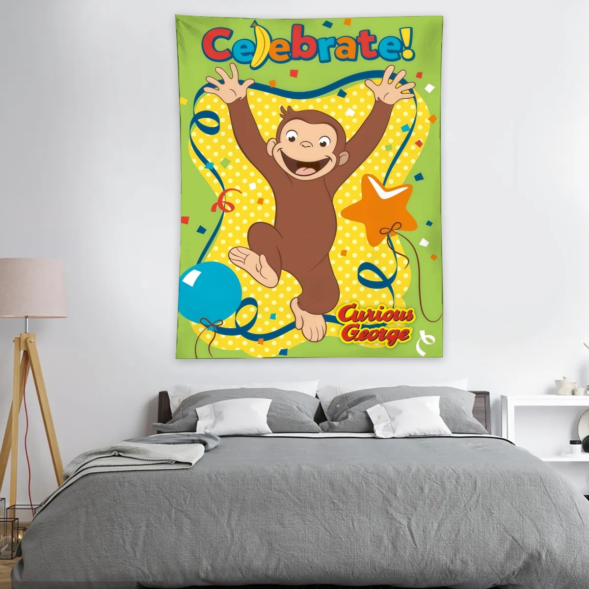 Tapestry for Curious George wall hanging Bedroom Dorm Funny Poster ...