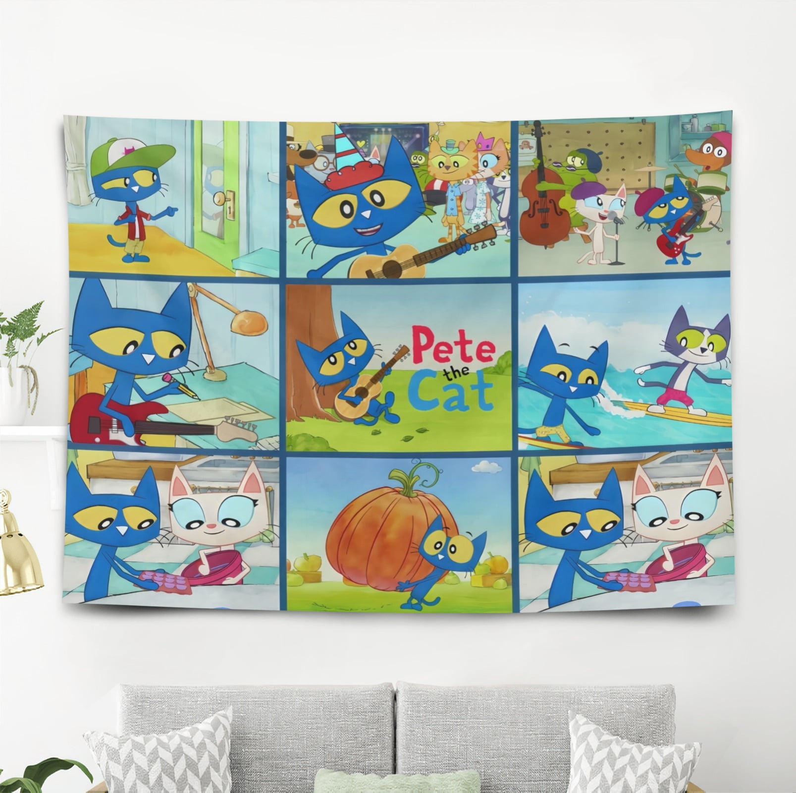 Tapestry for Pete the Cat Bedroom Dorm wall hanging Poster Backgrounds ...