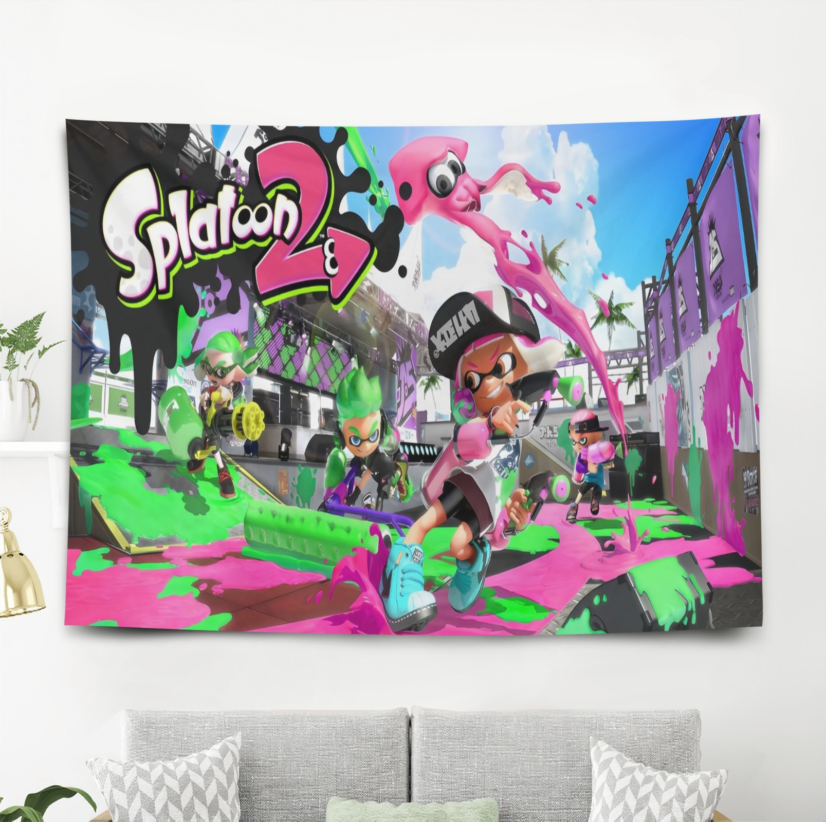 Tapestry for Splatoon wall hanging Bedroom Dorm Funny Poster ...