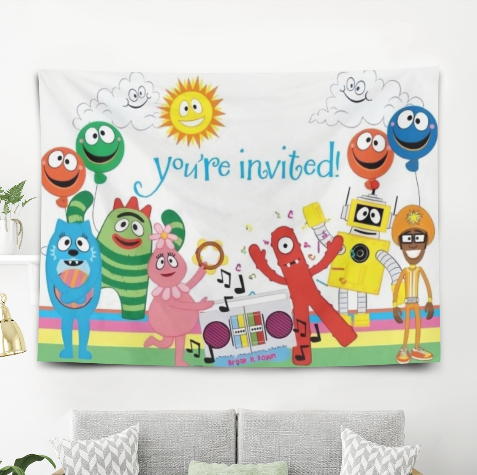 Tapestry for Yo Gabba Gabba wall hanging Bedroom Dorm Funny Poster ...