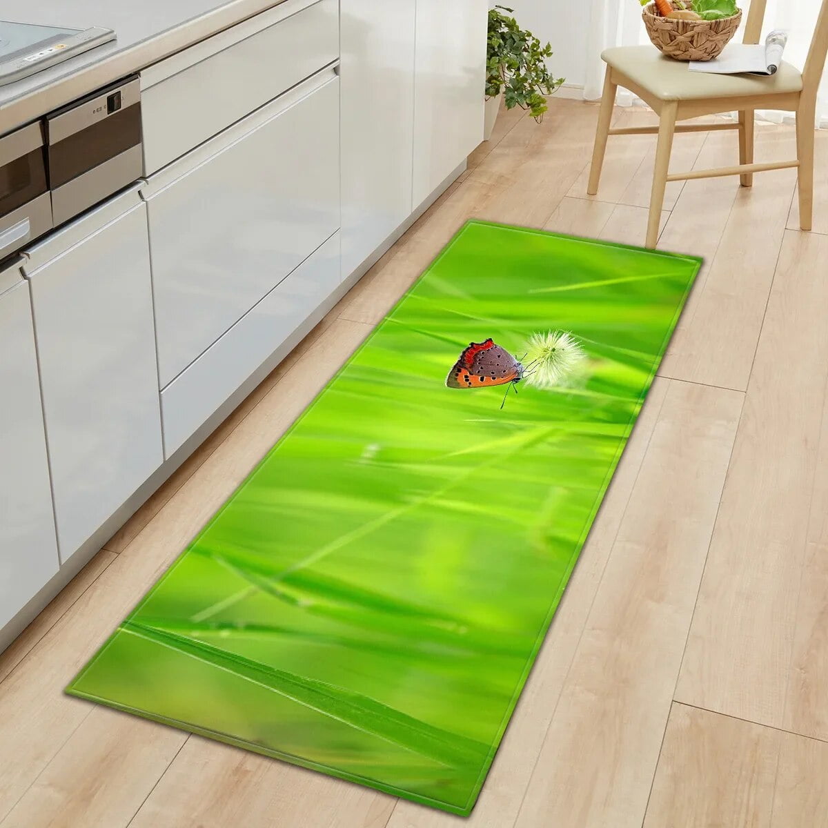 Tapete de cozinha 3D girassol Anti-Slip Long Strip Sala Tapete Quarto ...