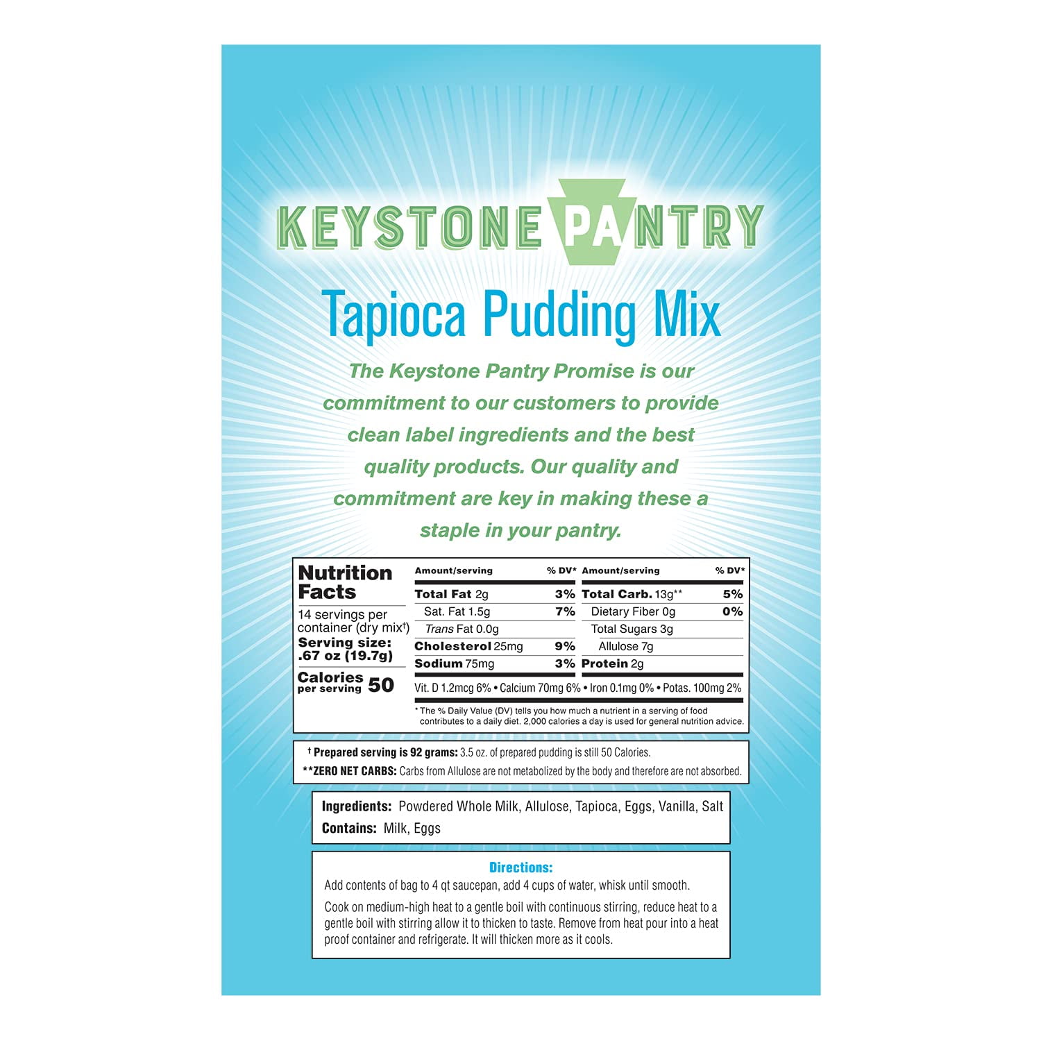 Tapioca Pudding Mix – Made with Allulose – No Sugar Added – Kosher ...