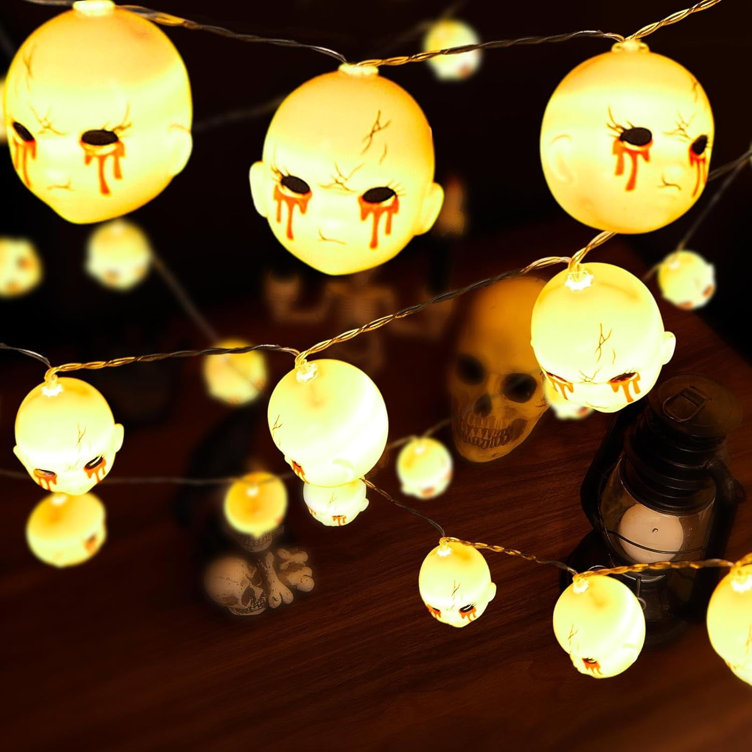 Taplcvy-236 in Halloween Skull LED String Lights – 40 Skull Head Lamps ...