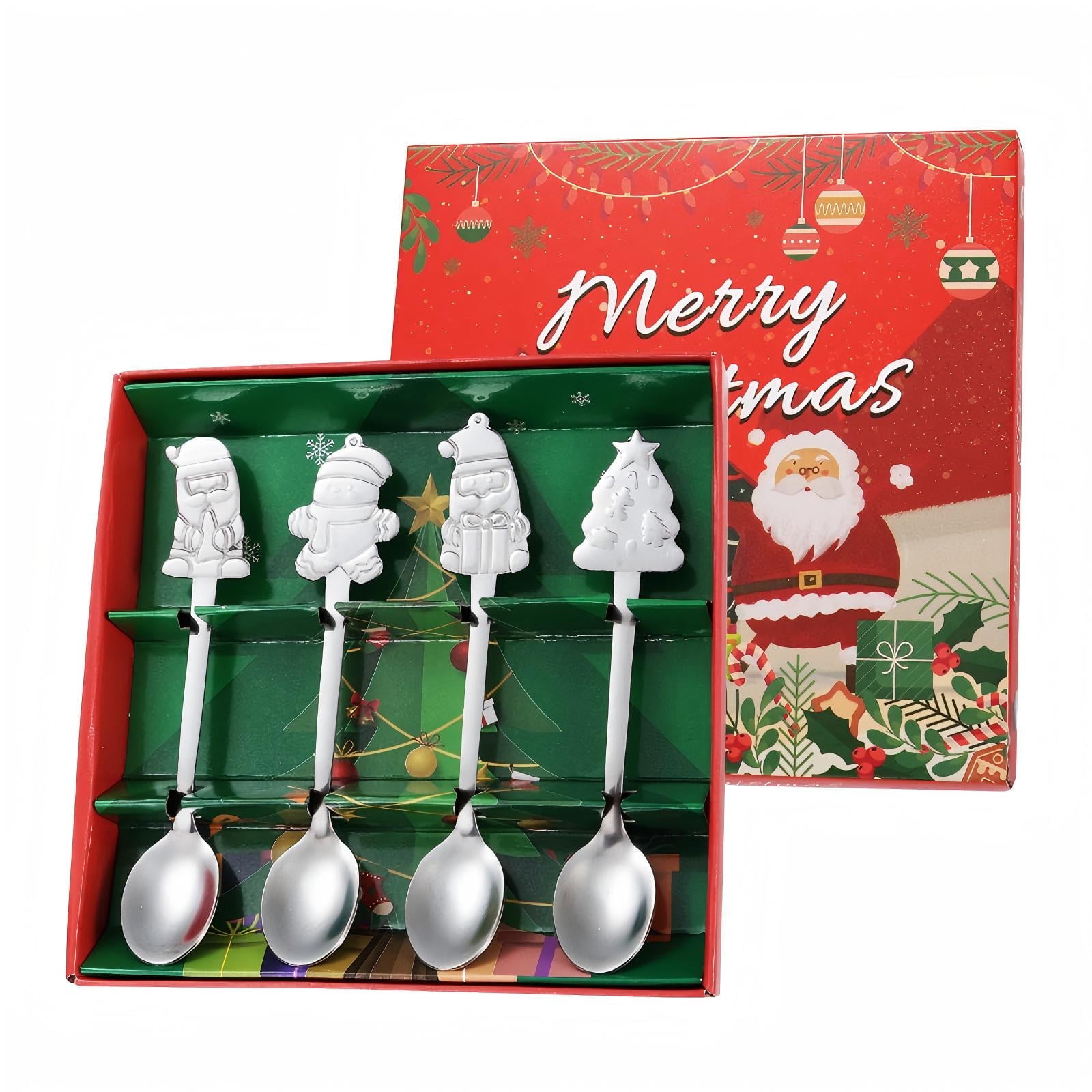 Taplcvy Christmas Stainless Steel Spoon Gift Set, 4PCS Golden Holiday ...