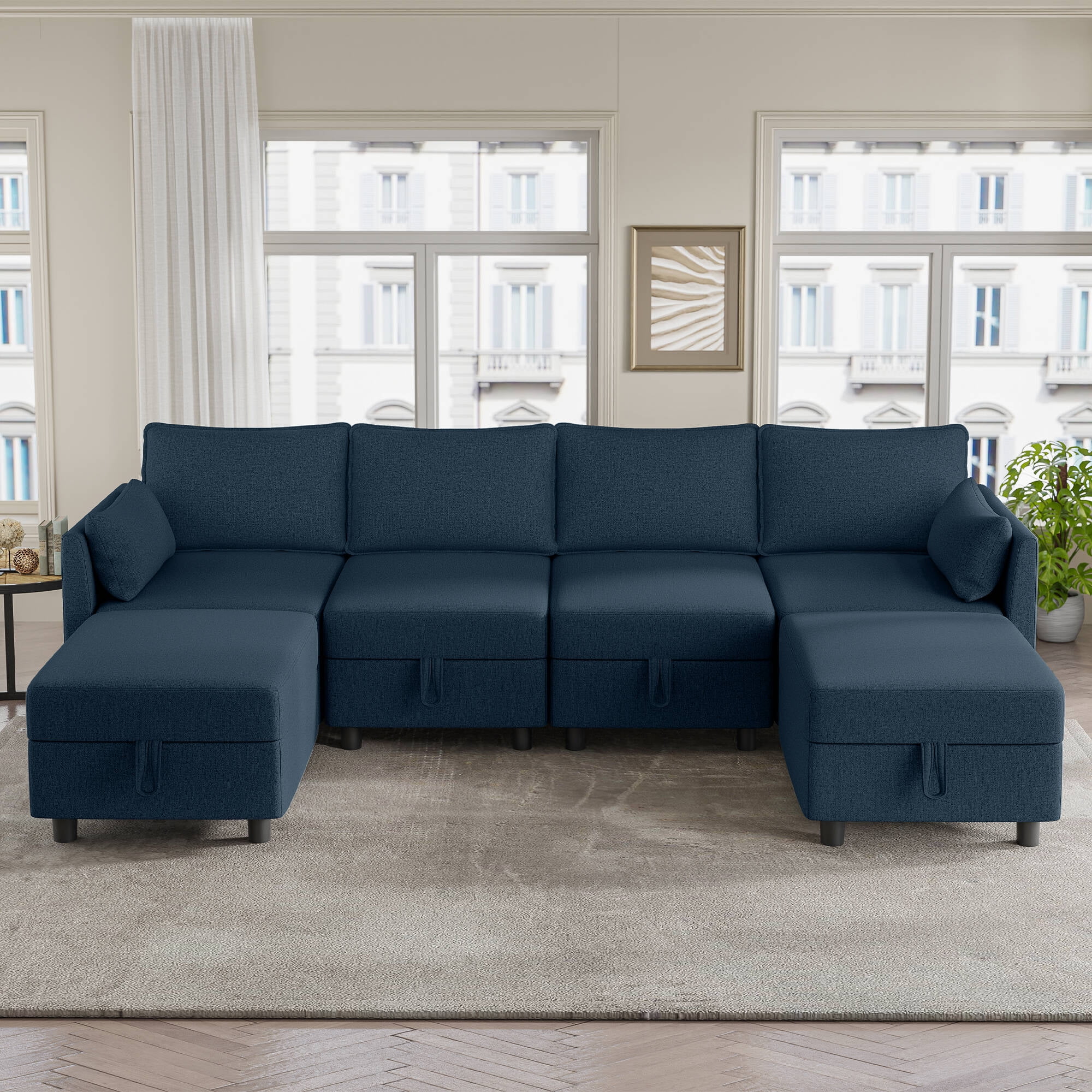 Tapoja Modular Sectional Sofa with Storage, 6 Seat U & L Shaped Modular ...