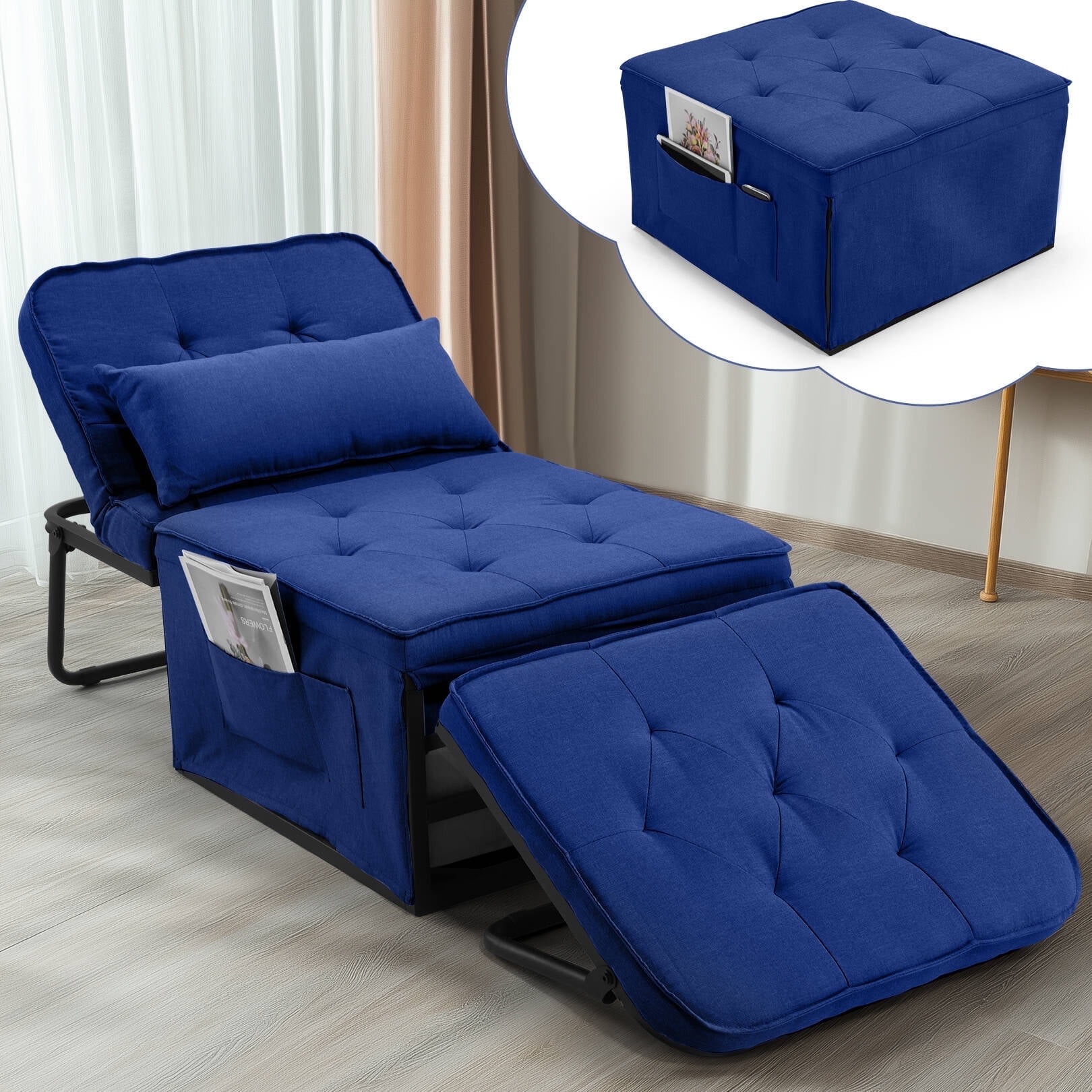 Tapoja Sleeper Chair Bed, 4 in 1 Convertible Sofa Bed, Folding ...