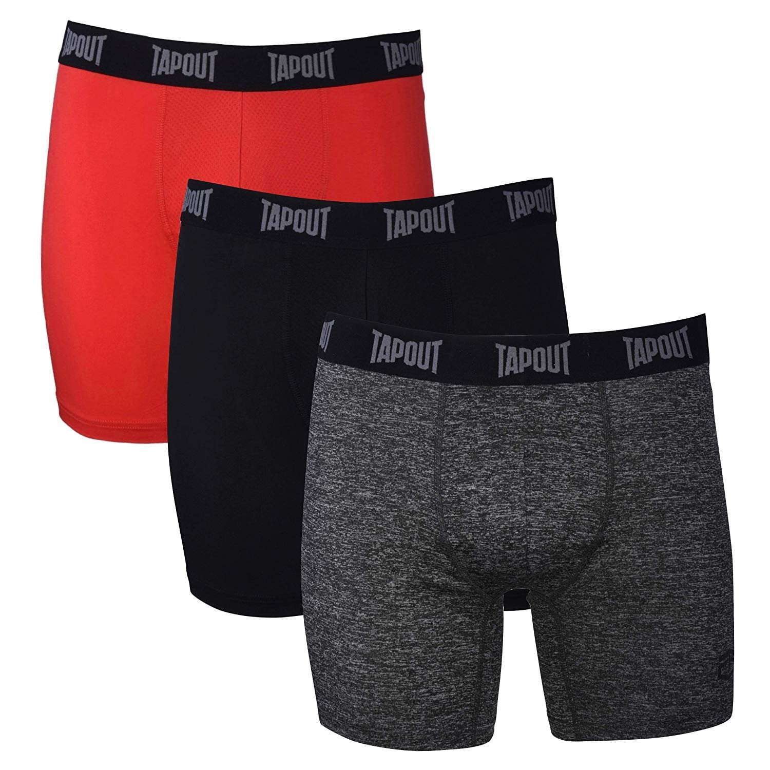 TapouT Mens Performance Boxer Briefs - 3-Pack Stretch Performance ...