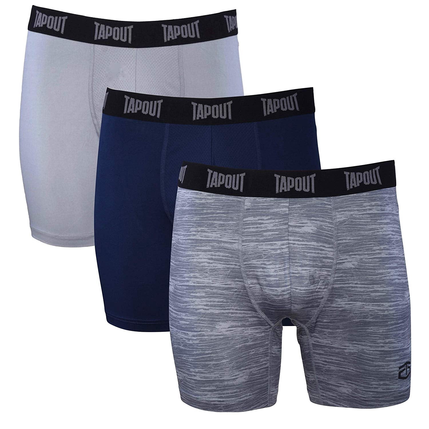 TapouT Mens Performance Boxer Briefs - 3-Pack Stretch Performance ...