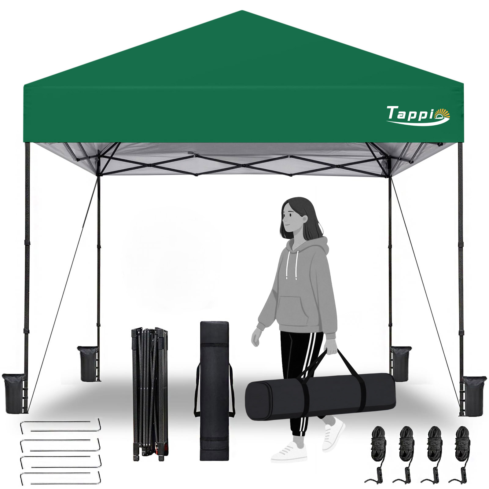 Tappio Portable 10x10 Pop Up Canopy Tent Waterproof UV Resistant Easy ...