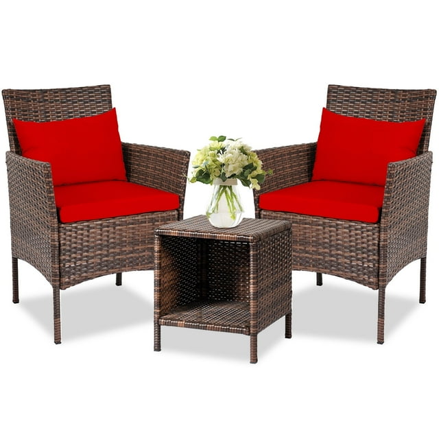 Tappio 3 Piece Wicker Patio Set with Storable Table, Outdoor ...