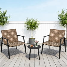 Noble House Hayden 3-Piece Outdoor Wicker/Fabric Bistro Set in ...