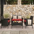 Tappio 4 Piece Patio Conversation Wicker Furniture Set, Cushions ...