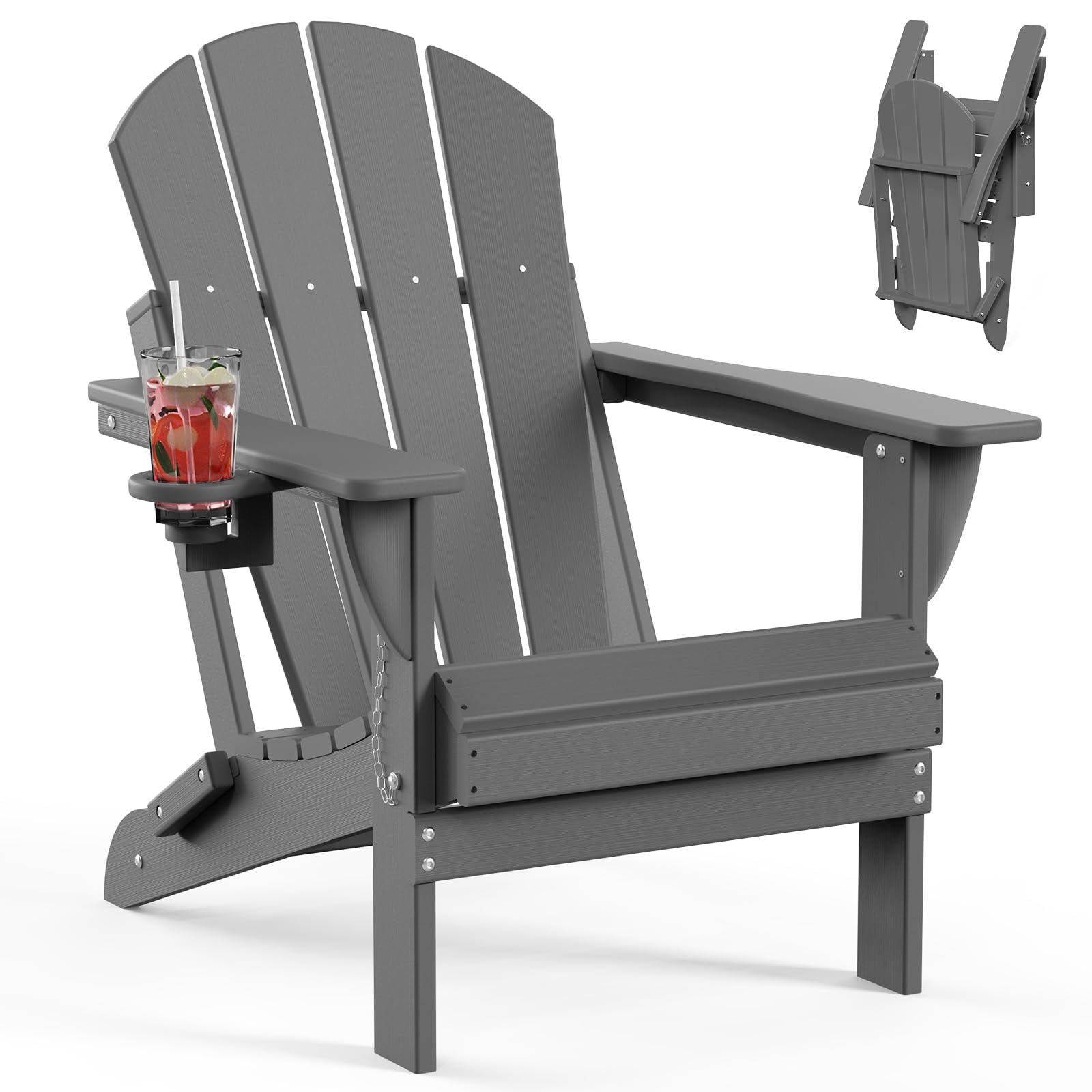 Tappio Foldable HDPE Adirondack Chair, Patio Seat All Weather Outdoor ...
