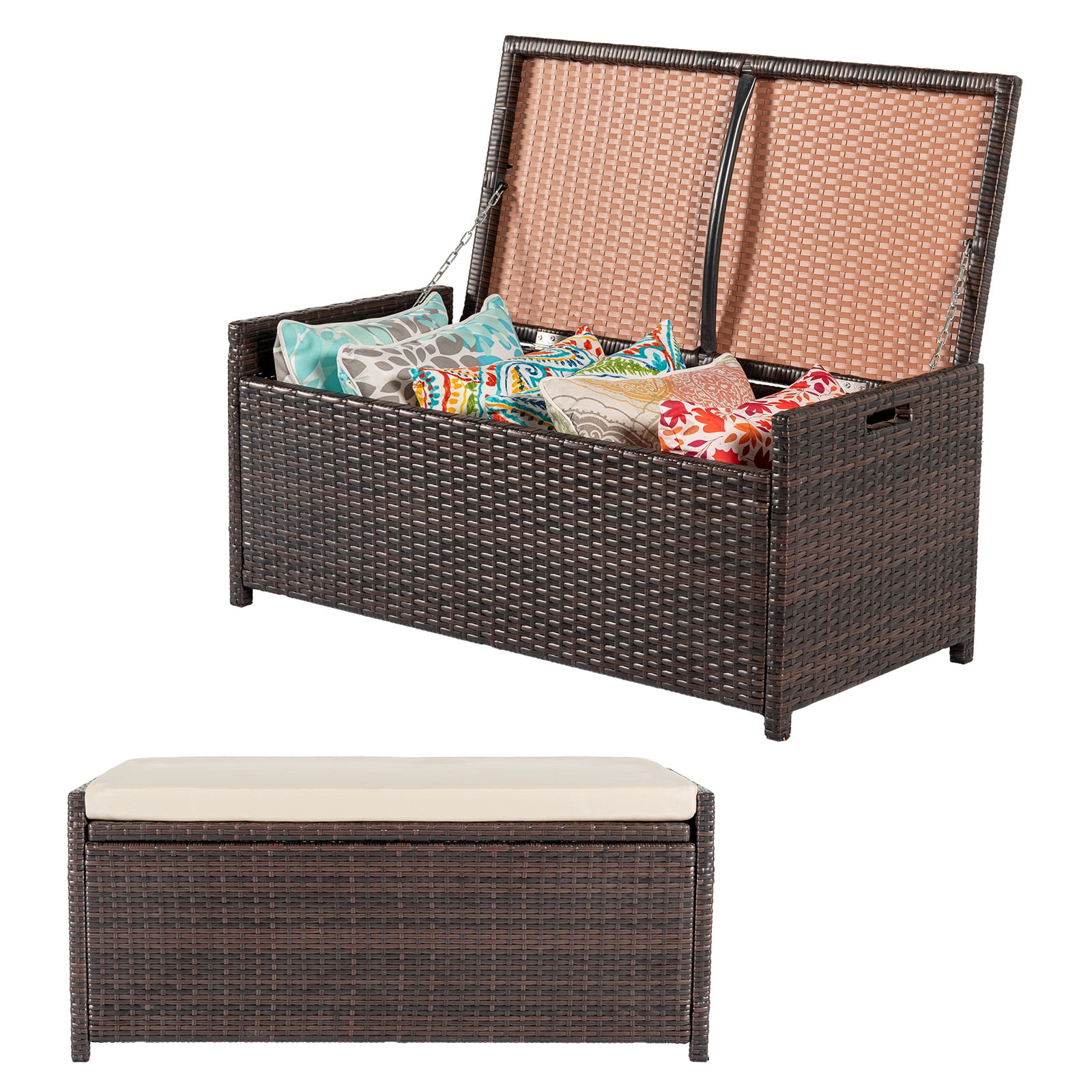 Tappio Multifunctional Outdoor Deck Box, All-Weather PE Rattan Storage ...
