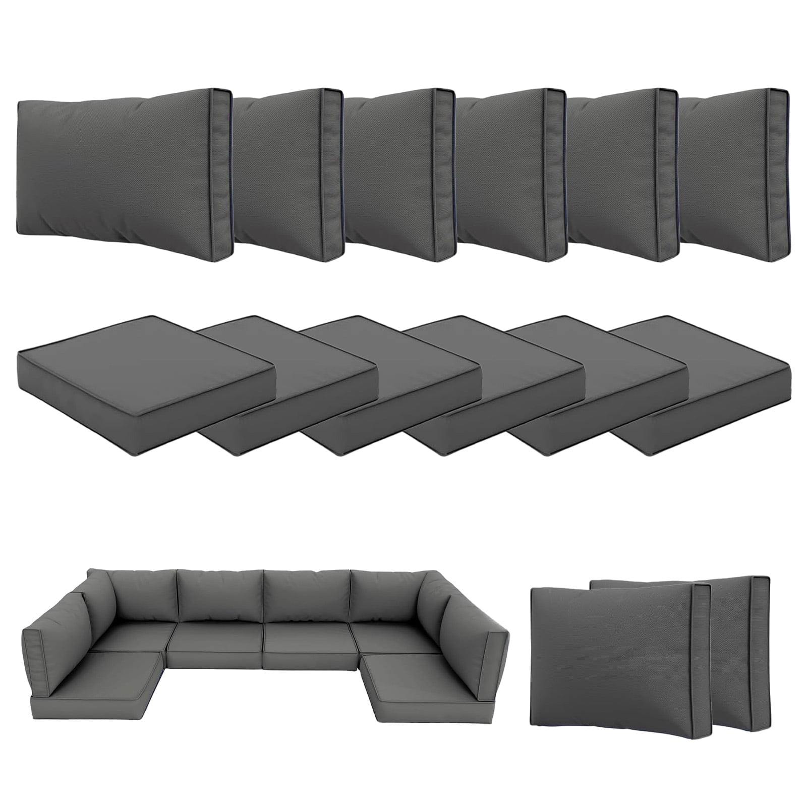 Tappio 14 Pcs Patio Cushion Cover Replacement Outdoor Washable Cushion ...