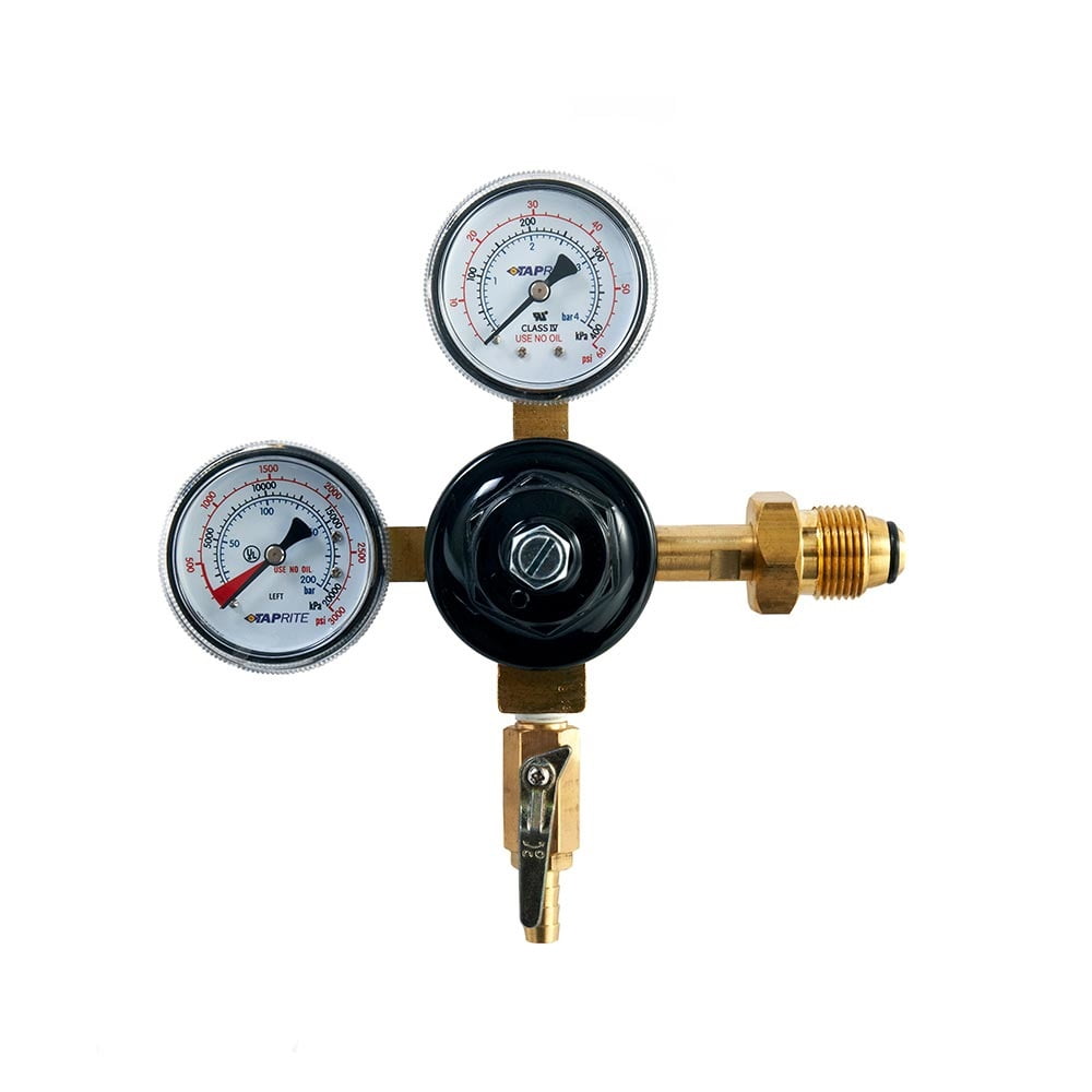Taprite Dual Gauge Nitrogen Regulator Solid Brass Body Built-In Safety ...