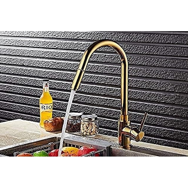 -Taps,Faucets,Hot Cold Golden Pull Out Spray Head Kitchen Faucets 360 ...