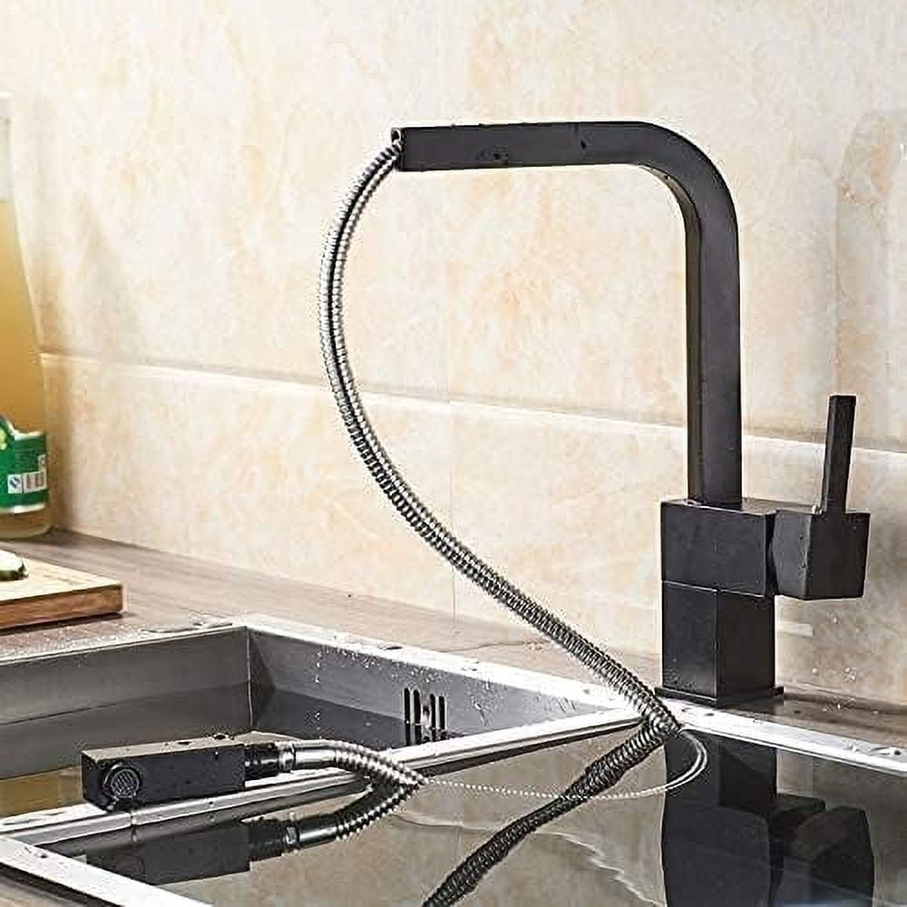 -Taps Faucets Pull Out Kitchen Faucet Square Brass Kitchen Mixer Sink ...