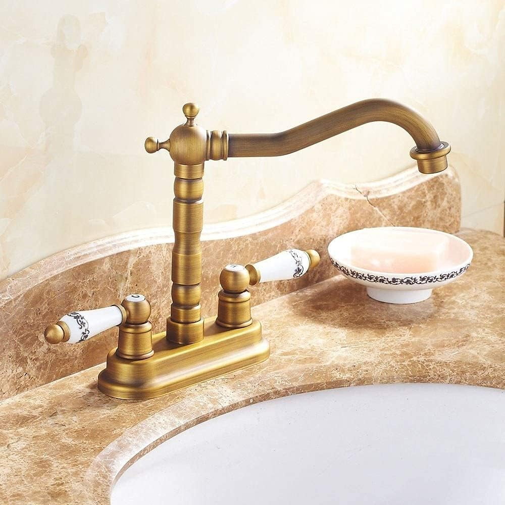 -Taps,Faucets,Vanity Sink Tap Deck Mountedque Brass Double Hot and Cold ...