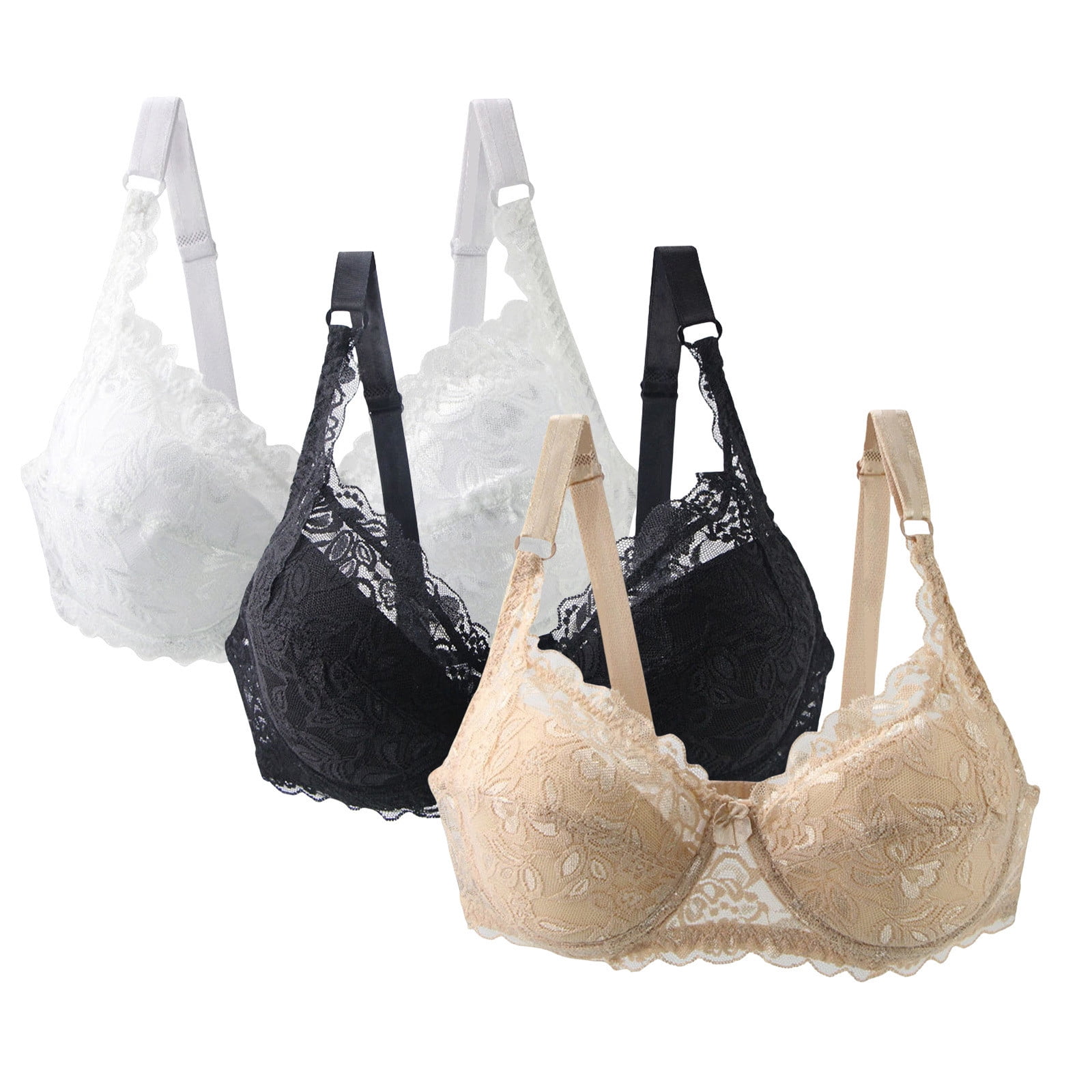 Taqqpue 3-Pack Plus Size Bras for Women Push Up Bra Comfort Padded No ...