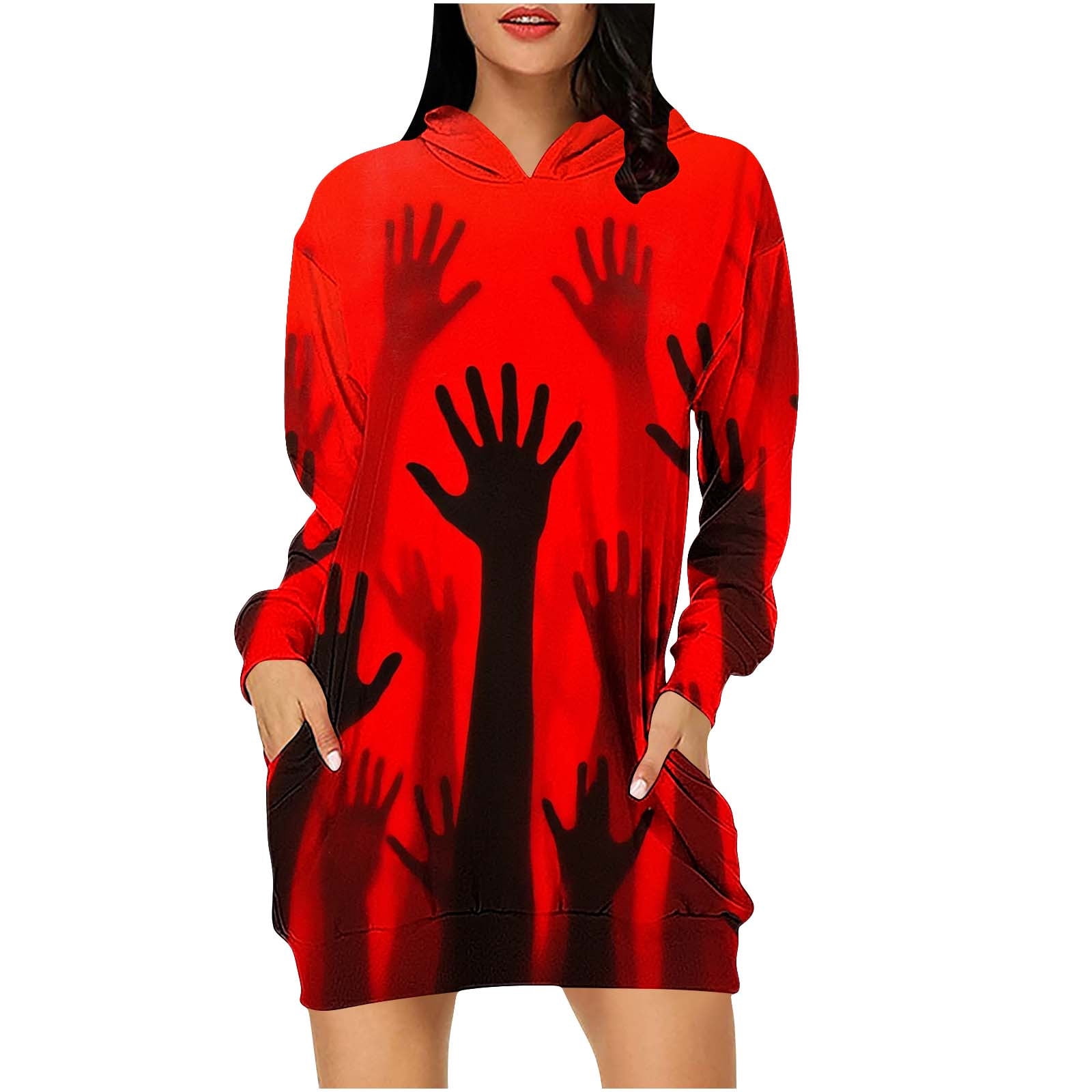Taqqpue Halloween Costume Hoodie Dress for Women Fashion Ghost Pumpkin ...