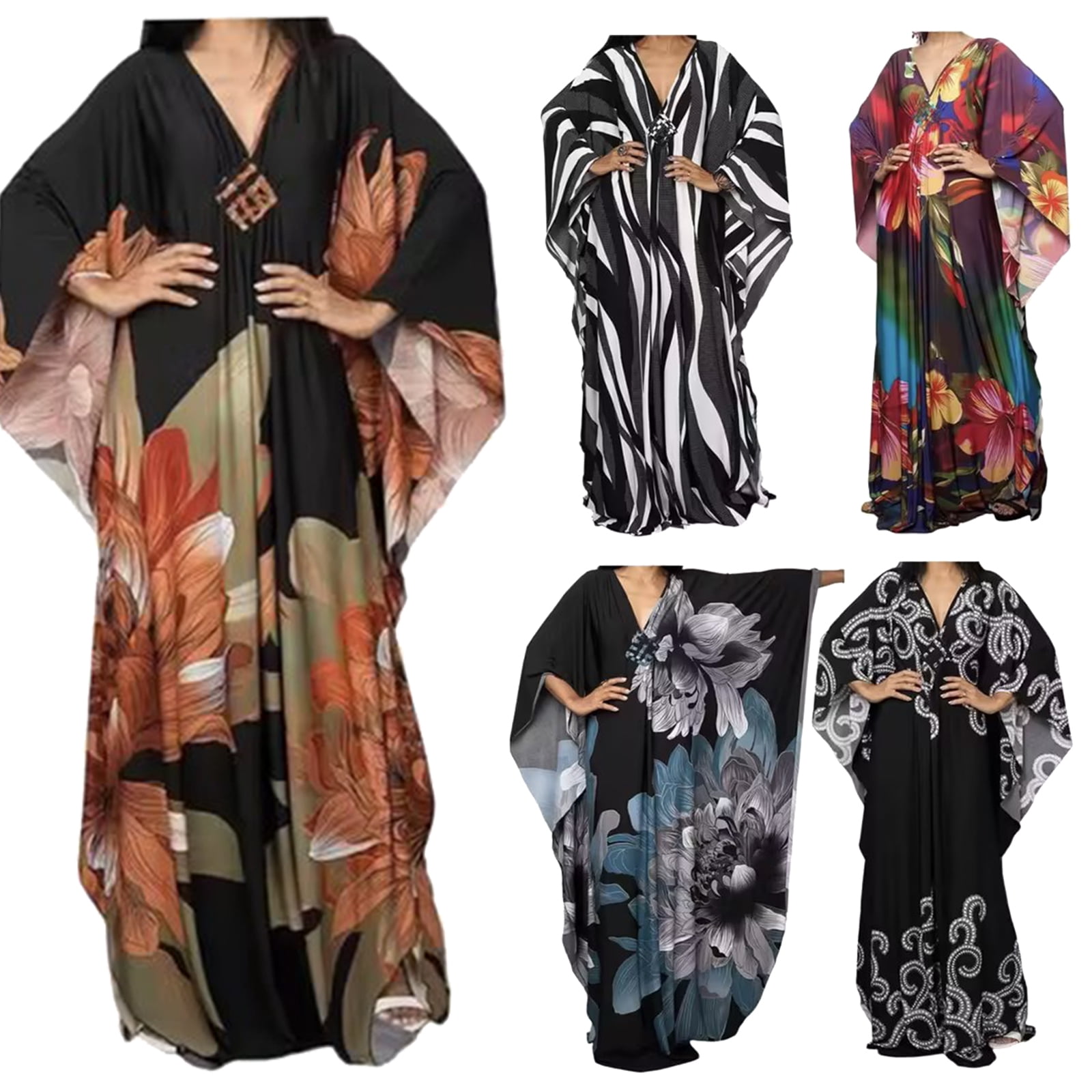 Taqqpue Kaftan Dress for Women,Plus Size Hawaiian Batwing Sleeve Beach ...