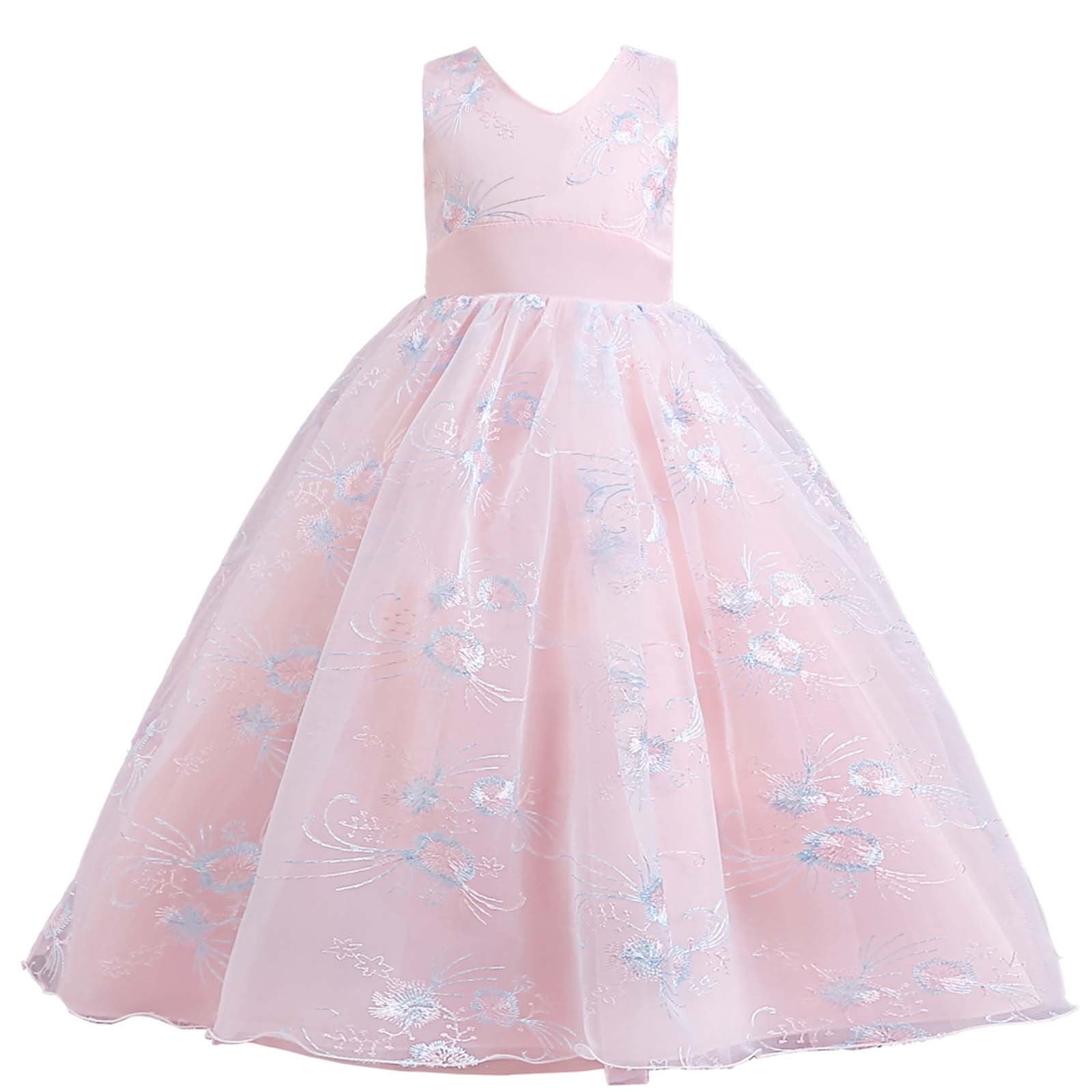 Taqqpue Kids Dress Girls Sleeveless Princess Dress Bow Tie Lace Flowers ...