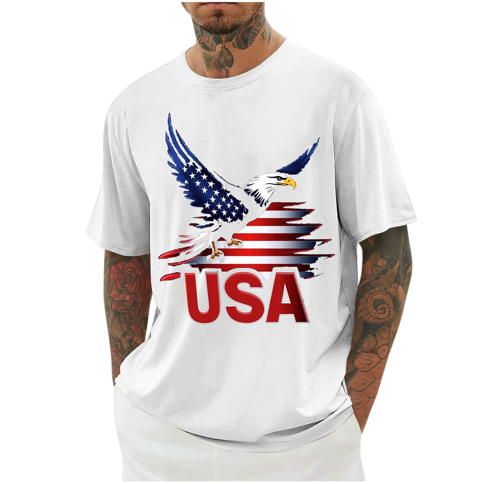 Taqqpue Mens American Flag Shirts: 4th of July T-Shirt USA Flag ...