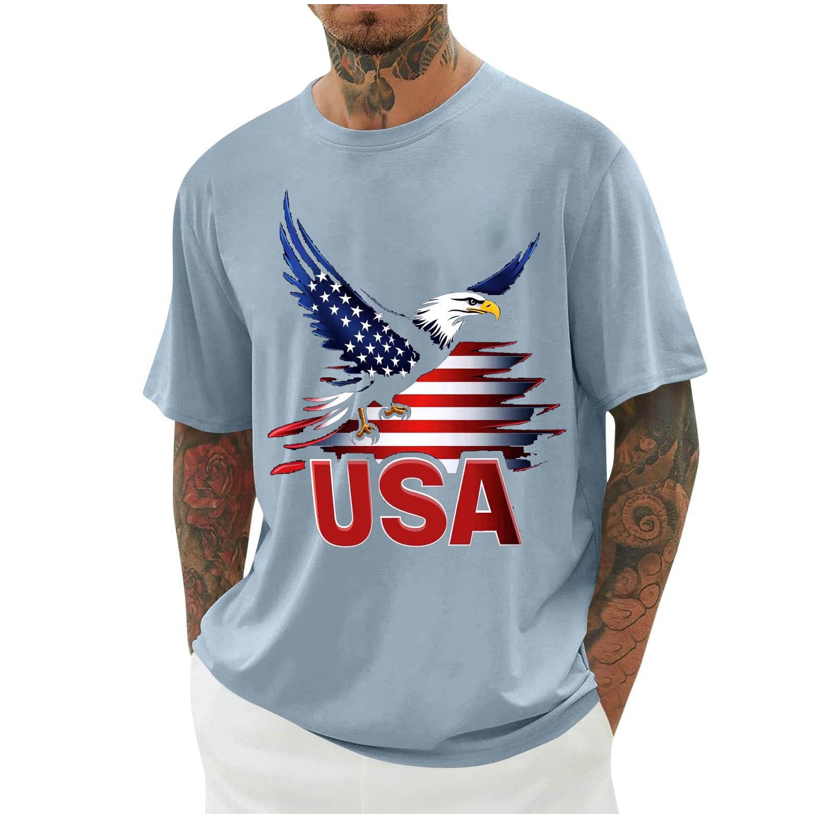 Taqqpue Mens American Flag Shirts: 4th of July T-Shirt USA Flag ...