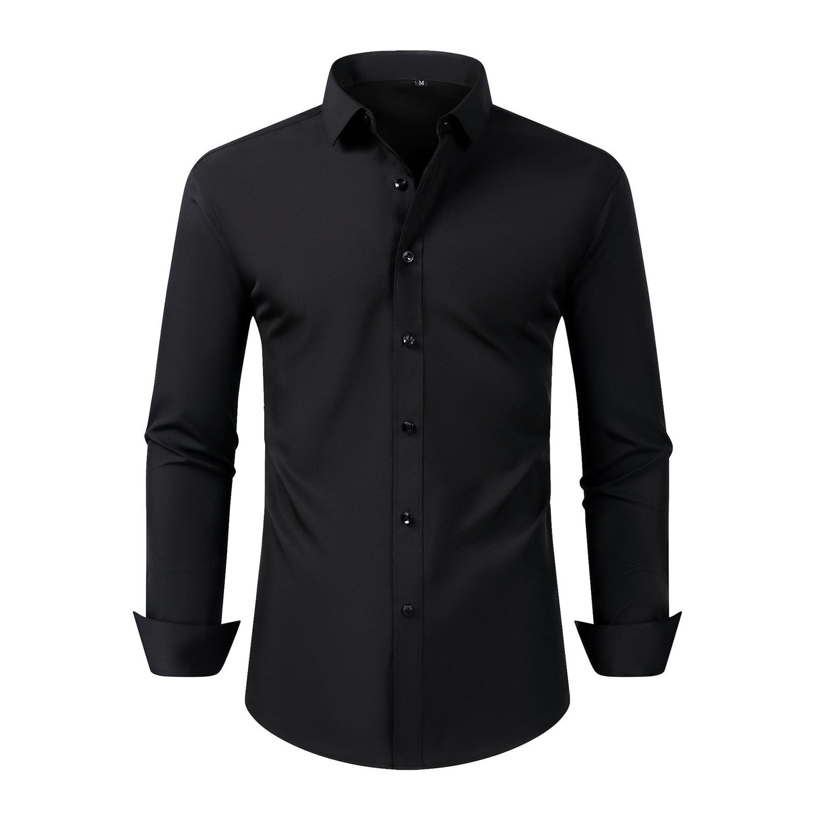 Taqqpue Mens Dress Shirts Long Sleeve Button Down Shirt Solid Slim Fit ...