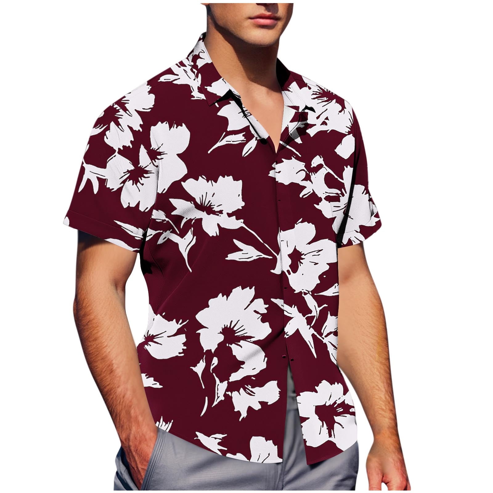 Taqqpue Mens Hawaiian Shirt Short Sleeve Vacation Button Down Shirts Tropical Casual Floral ...