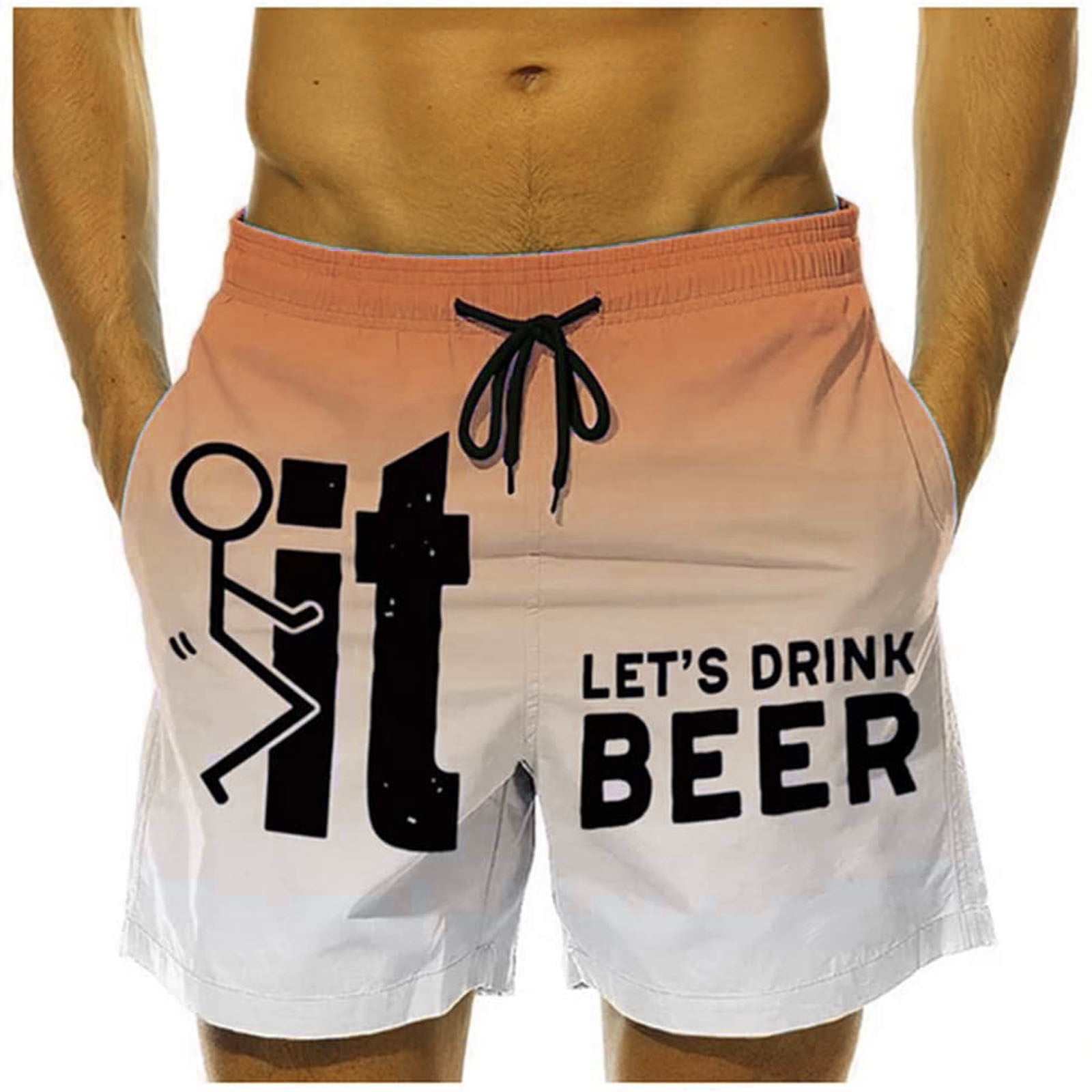 Taqqpue Mens Swim Trunks Surfing Beer Summer Beach Shorts Quick Dry ...