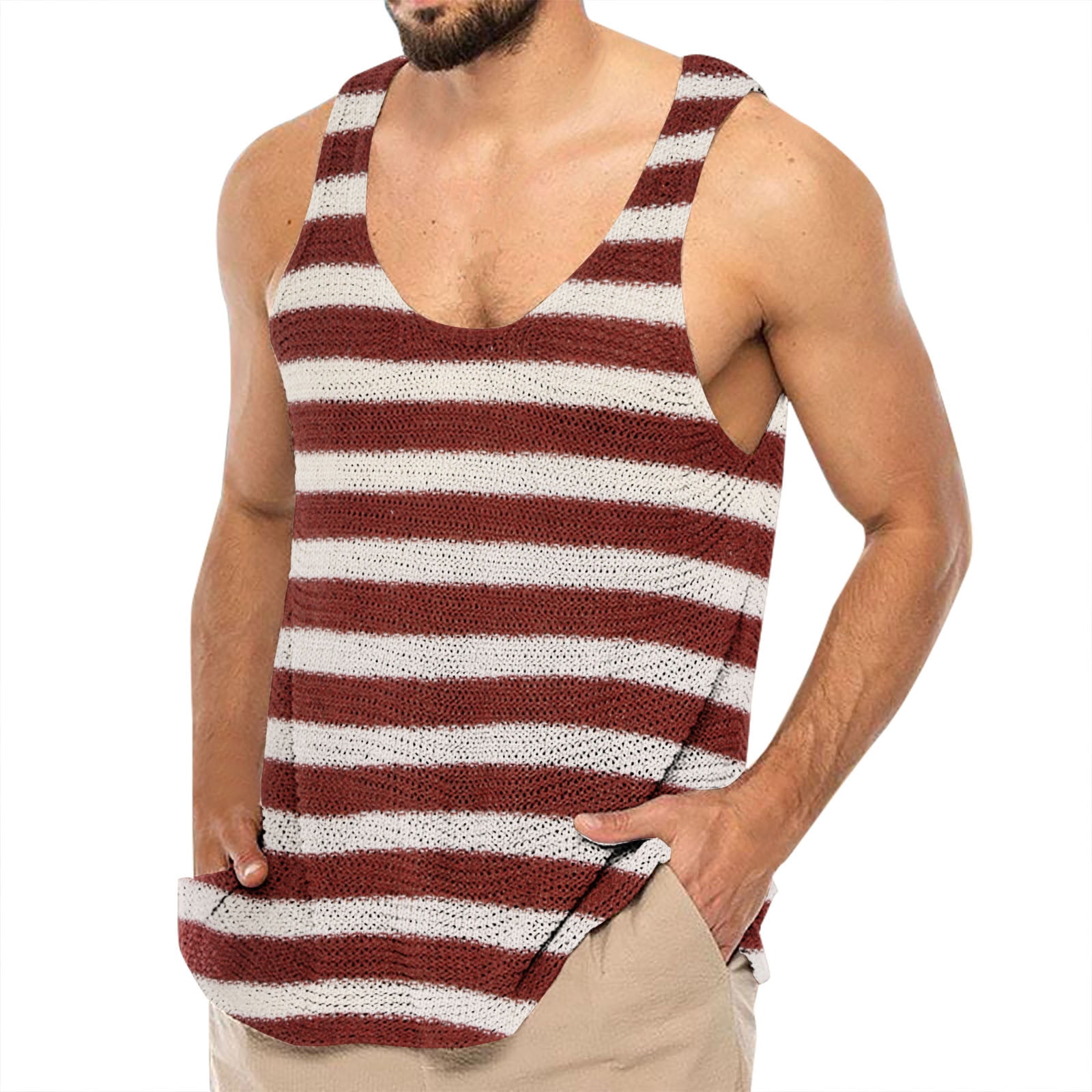 Taqqpue Plus Size Tank Tops fro Men,Men's Summer Knit Sports Vest Loose ...