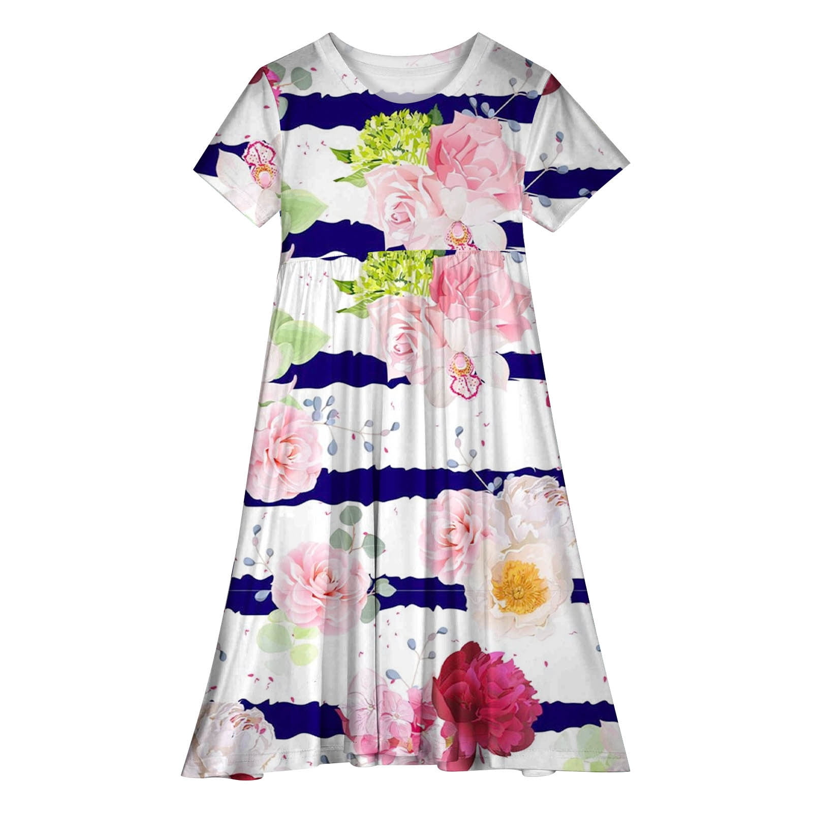 Taqqpue Summer Girls Dresses Kids Little Girls Cute Short Sleeve Maxi ...