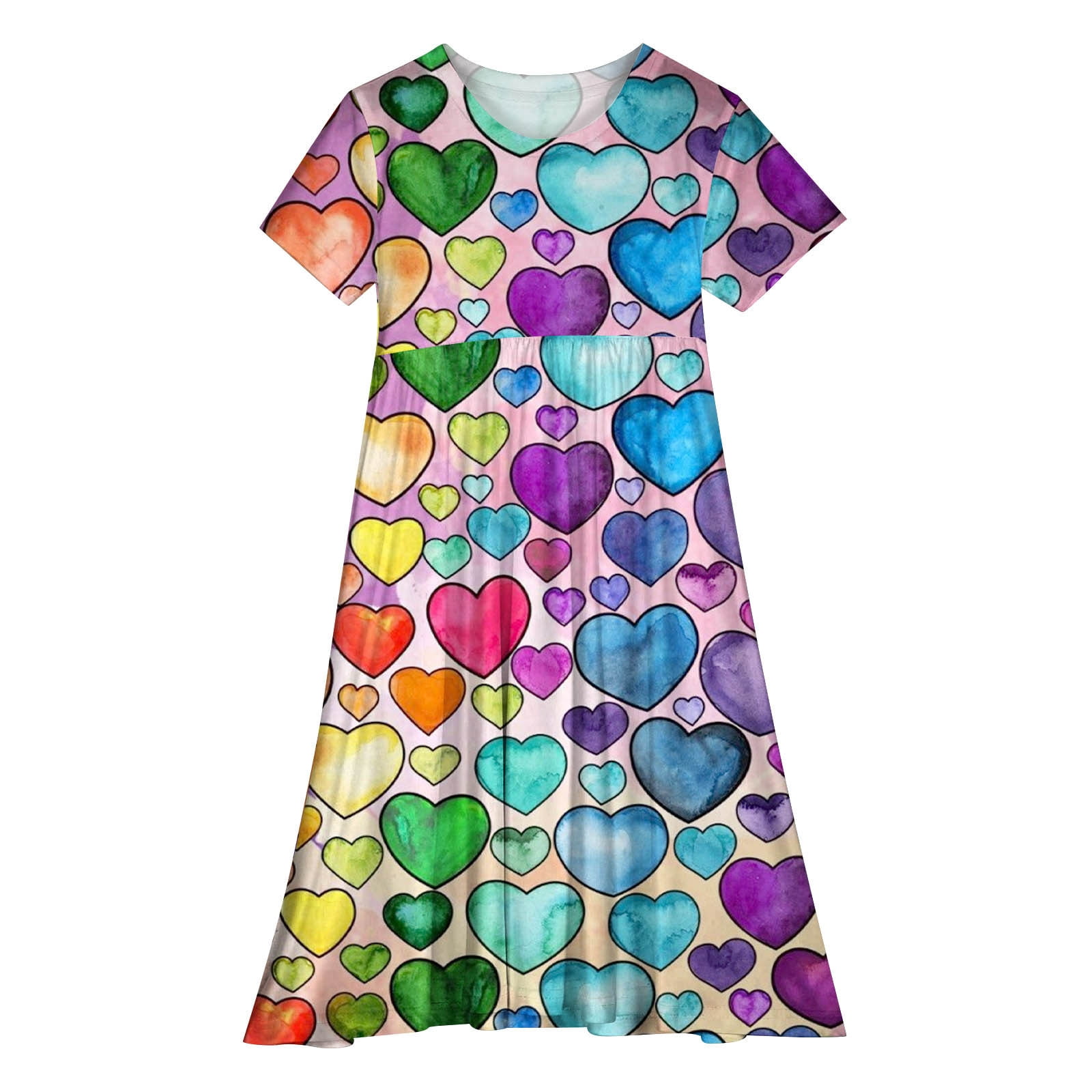 Taqqpue Summer Girls Dresses Kids Little Girls Cute Short Sleeve Maxi ...