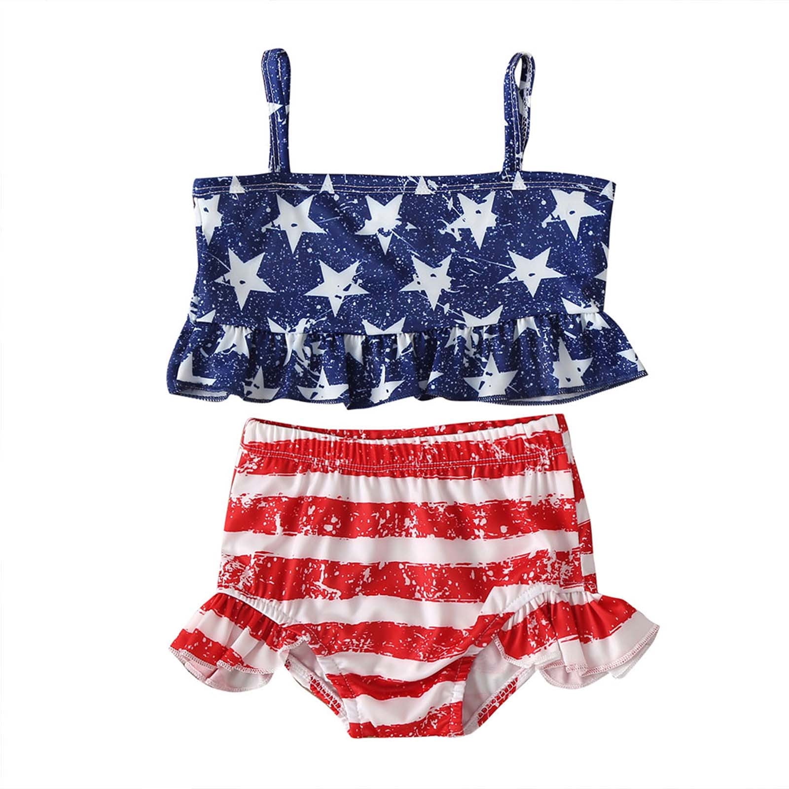 Taqqpue Toddler Baby Girl Swimsuits American Flag Print Infant Baby ...