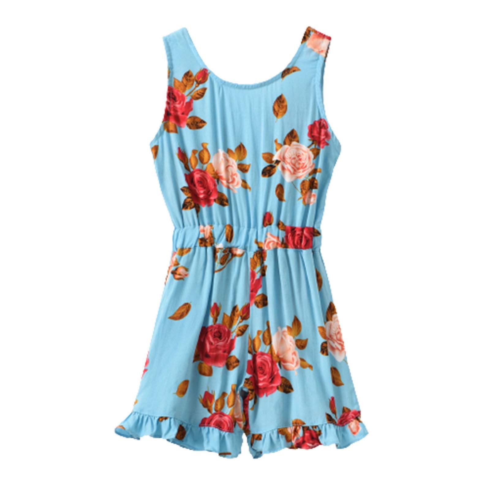 Taqqpue Toddler Baby Girls Jumpsuits Rompers Summer Sleeveless Floral ...