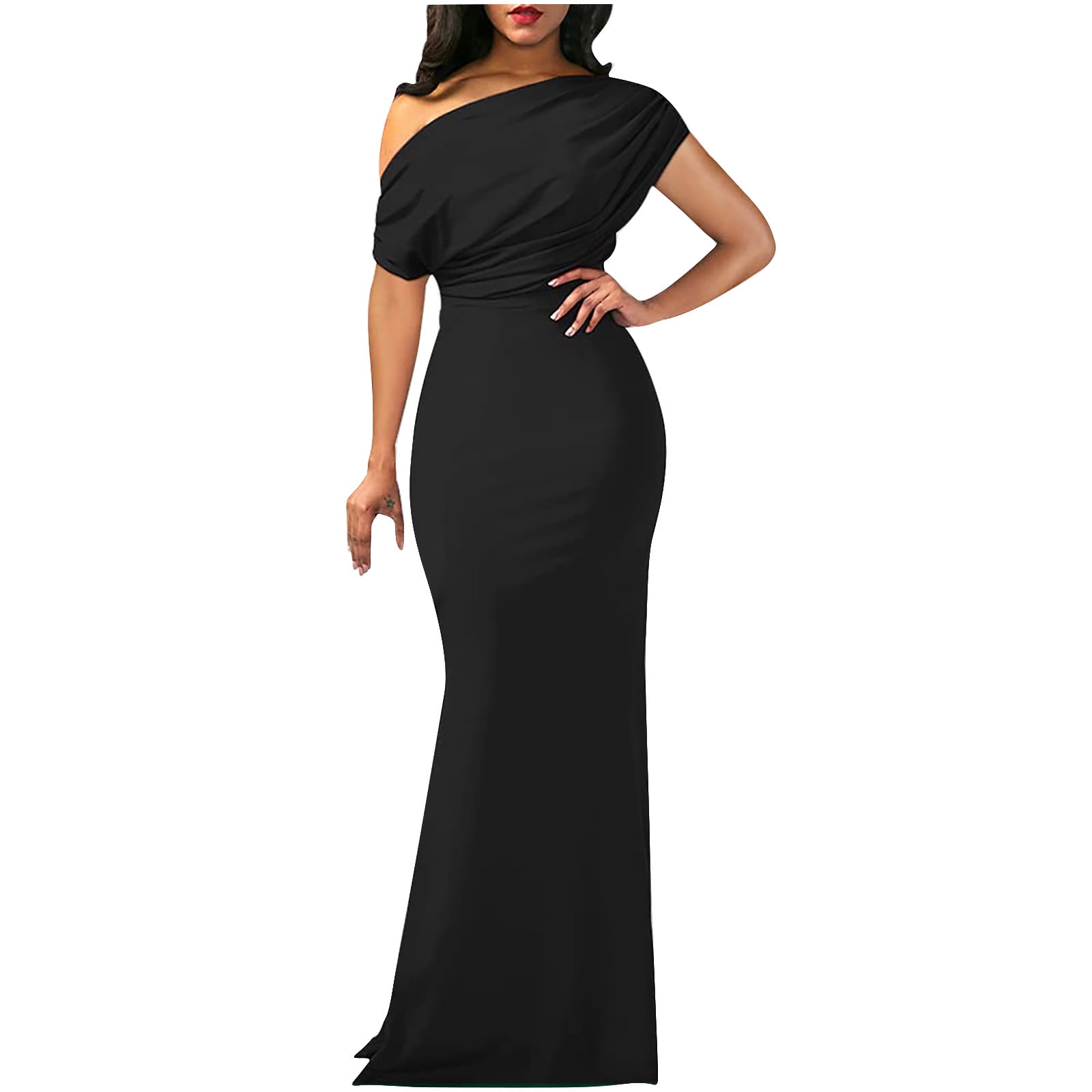 Taqqpue Wedding Guest Dresses for Women Sexy One Shoulder Bodycon Maxi ...