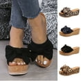 Taqqpue Women Flat Sandals Women's Summer One-line Platform Muffin ...