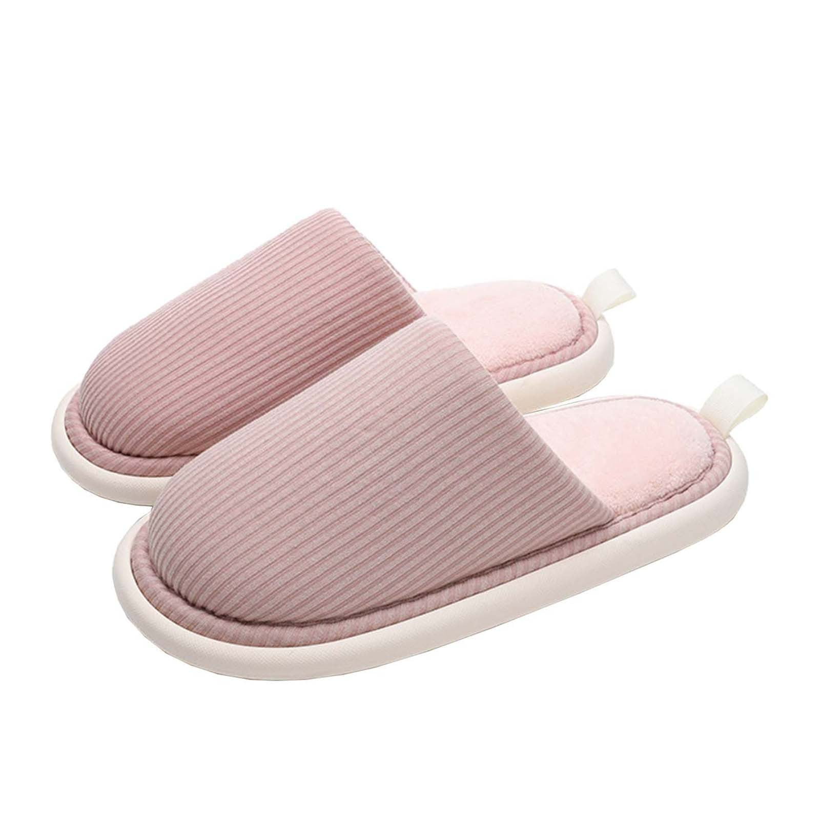 Taqqpue Women Men Fuzzy House Slippers Solid Color Indoor Outdoor Warm ...