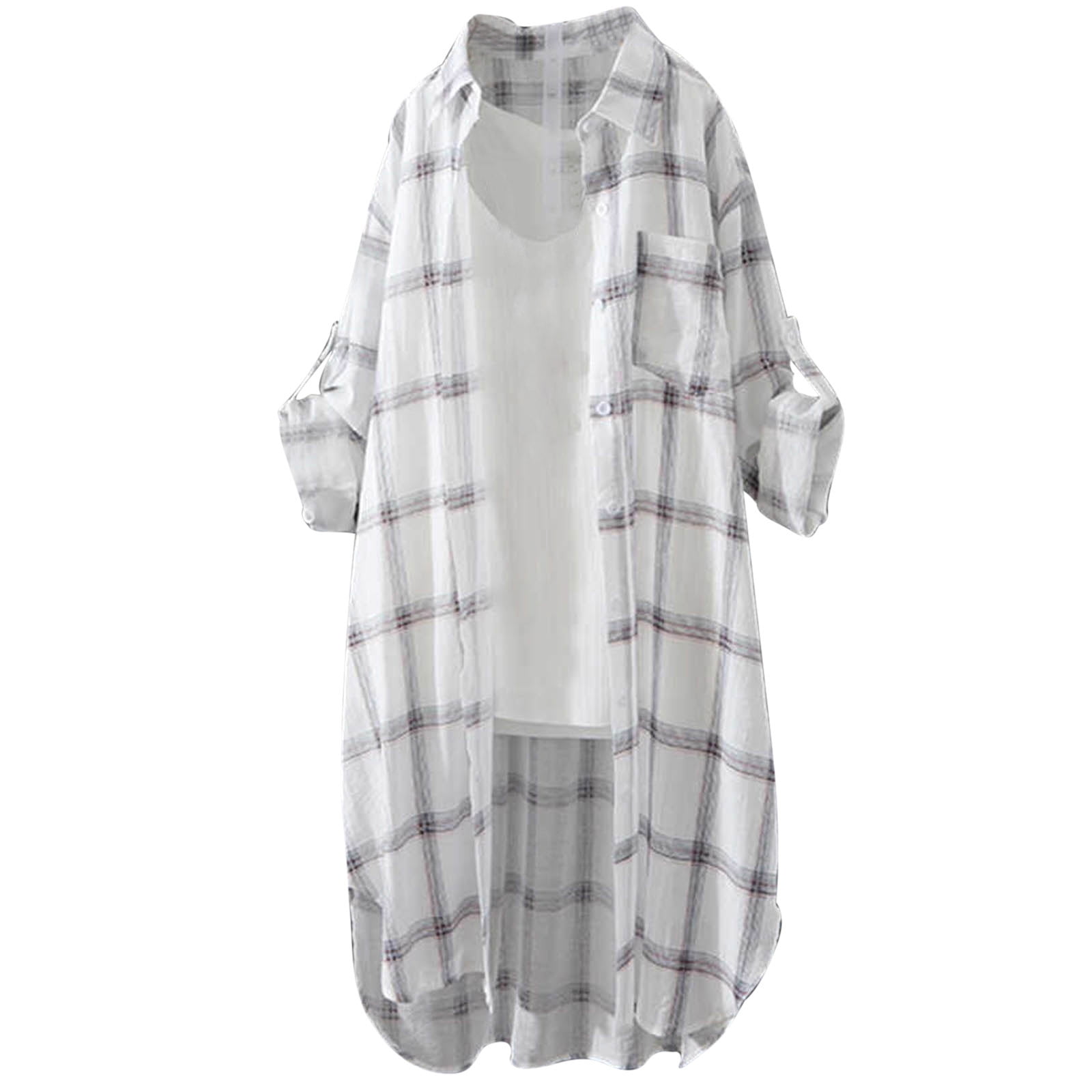 Taqqpue Women's Button Down Oversized Plaid Shirts Casual Long Sleeve ...