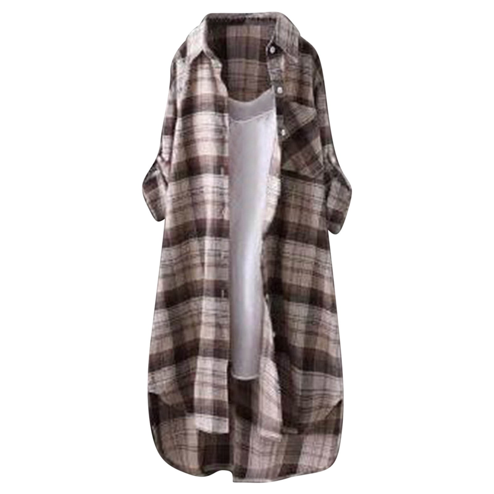 Taqqpue Women's Button Down Oversized Plaid Shirts Casual Long Sleeve ...