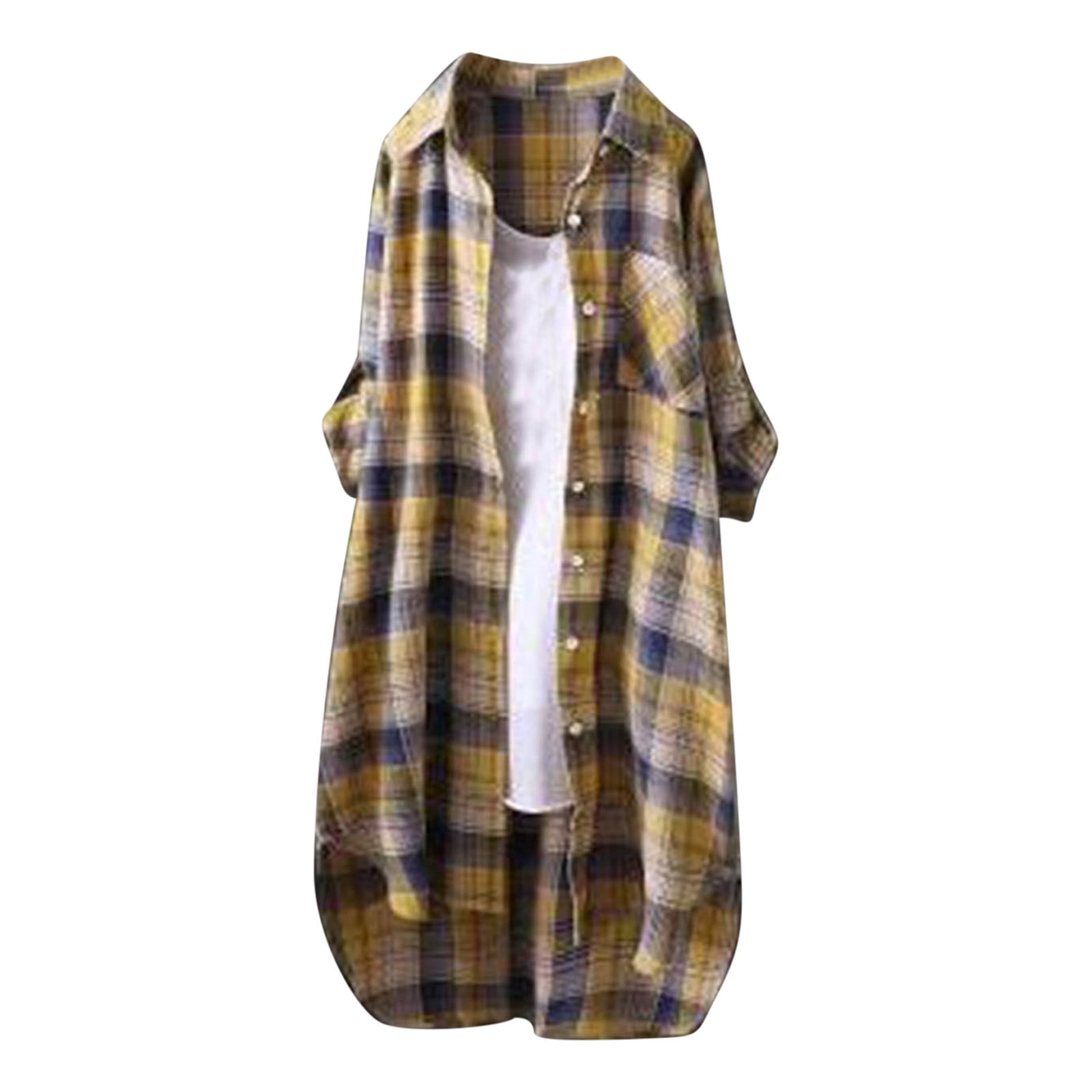 Taqqpue Women's Button Down Oversized Plaid Shirts Casual Long Sleeve ...
