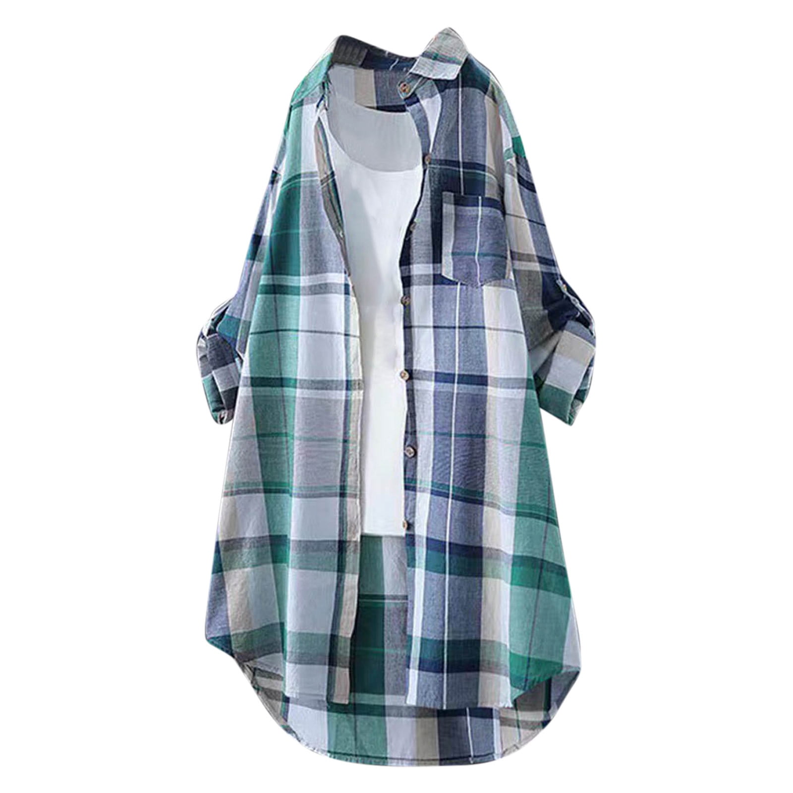 Taqqpue Women's Button Down Oversized Plaid Shirts Casual Long Sleeve ...