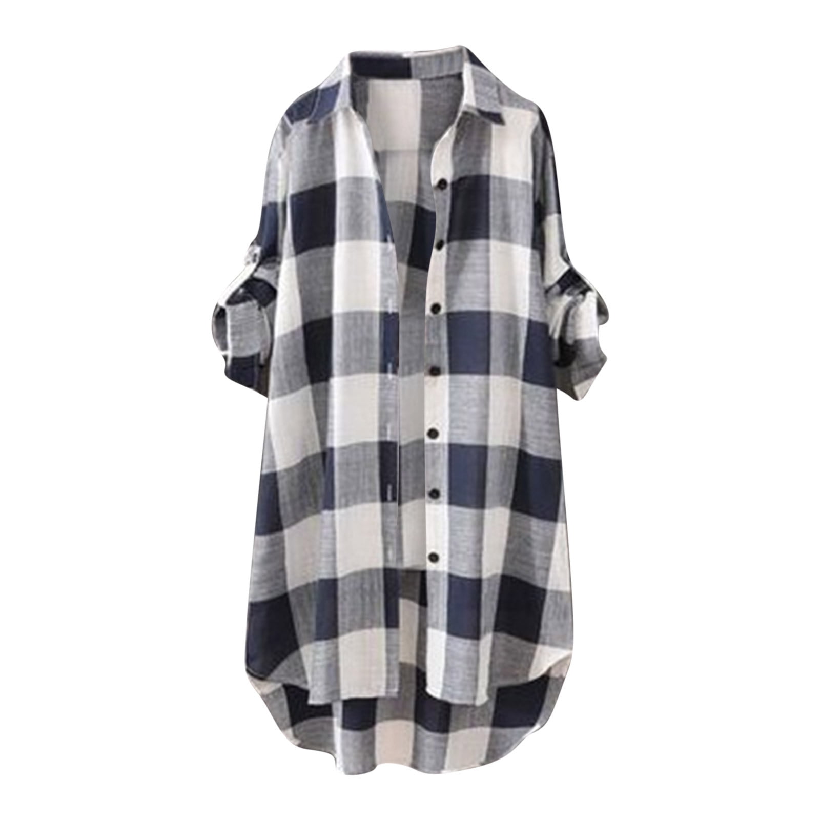 Taqqpue Women's Button Down Oversized Plaid Shirts Casual Long Sleeve ...
